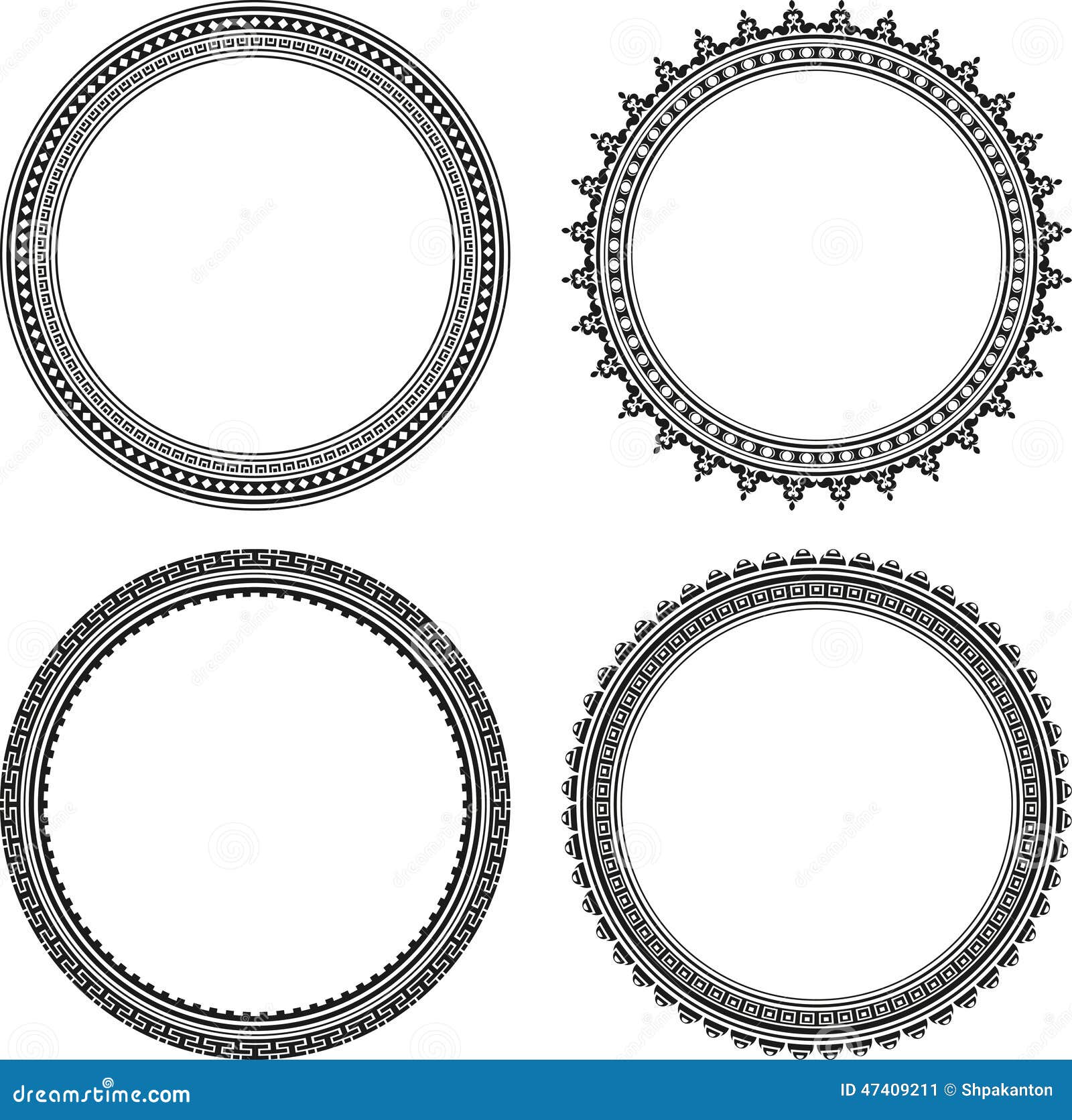 Reeks Van Vier Modieuze Ronde Kaders Vector Illustratie - Illustration ...