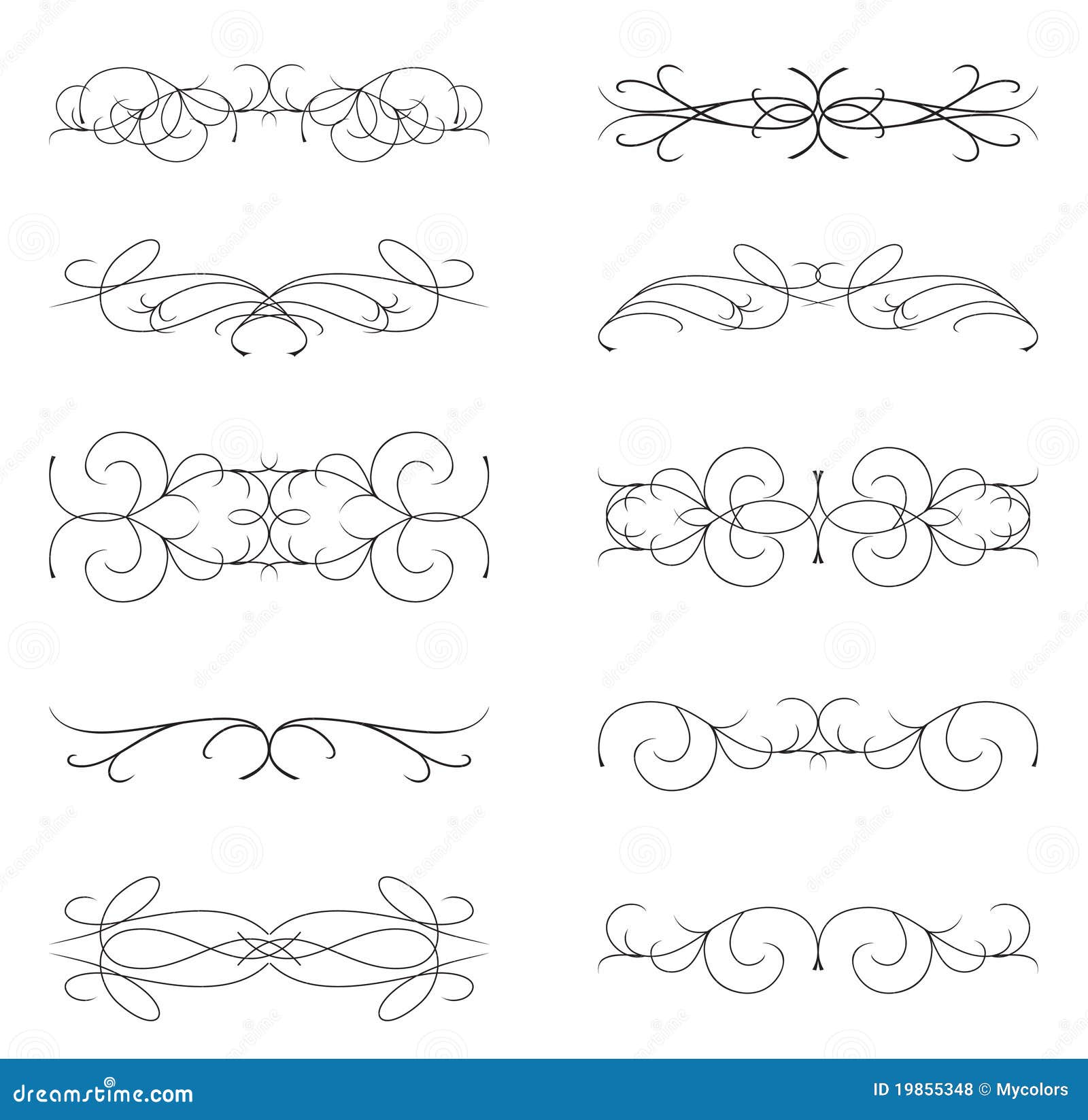 Reeks Vector Diverse Krul Zwarte Elementen Vector Illustratie ...