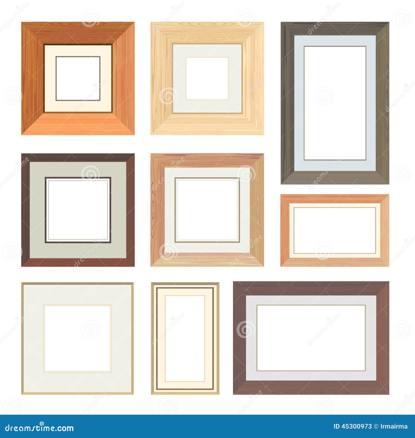 Reeks vector houten kaders vector illustratie. Illustration of foto ...