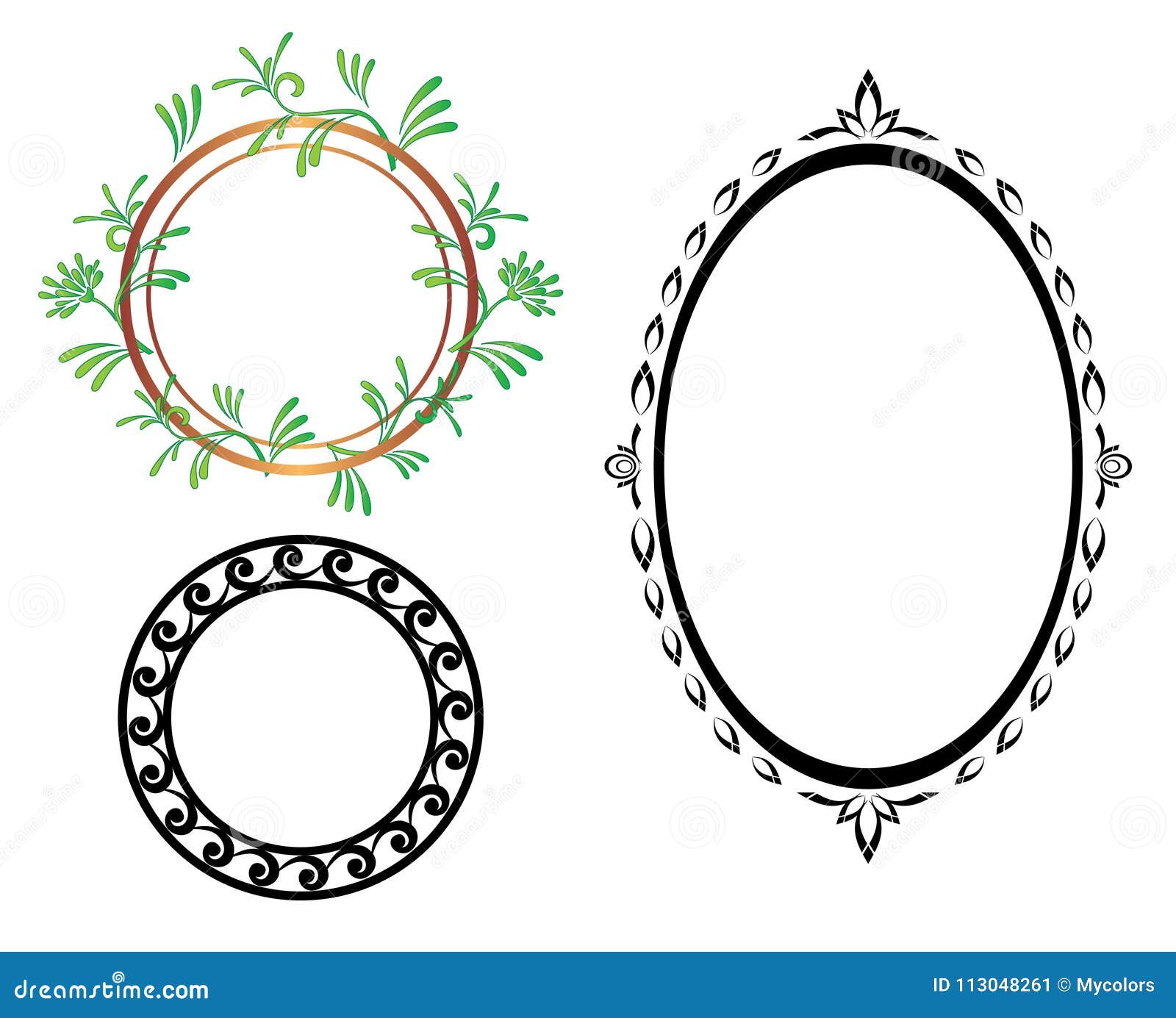 Reeks - Vector Ovale En Ronde Kaders Vector Illustratie - Illustration ...