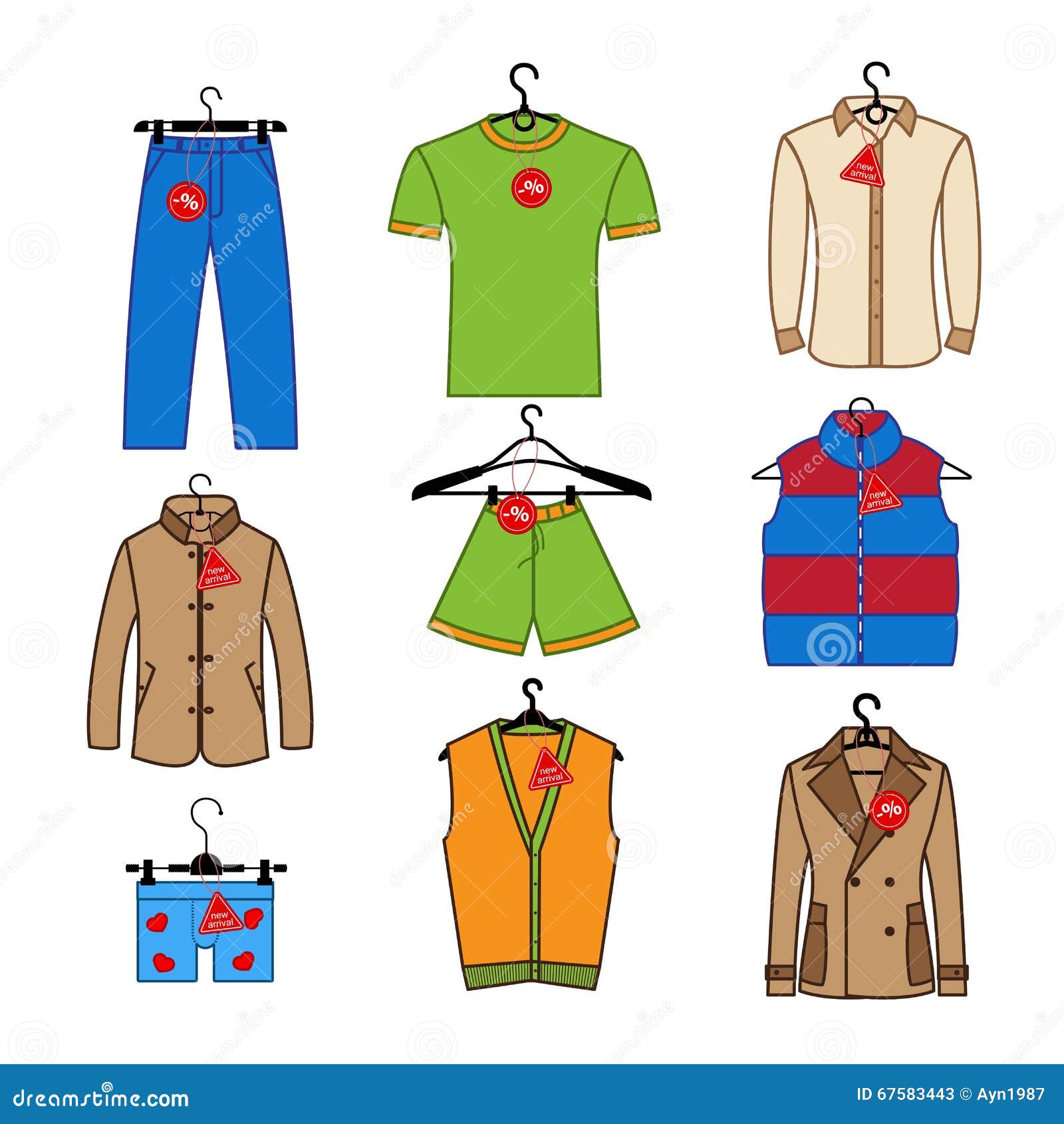 Reeks Vectorpictogrammen Van De Kleren Van Mensen Vector Illustratie ...