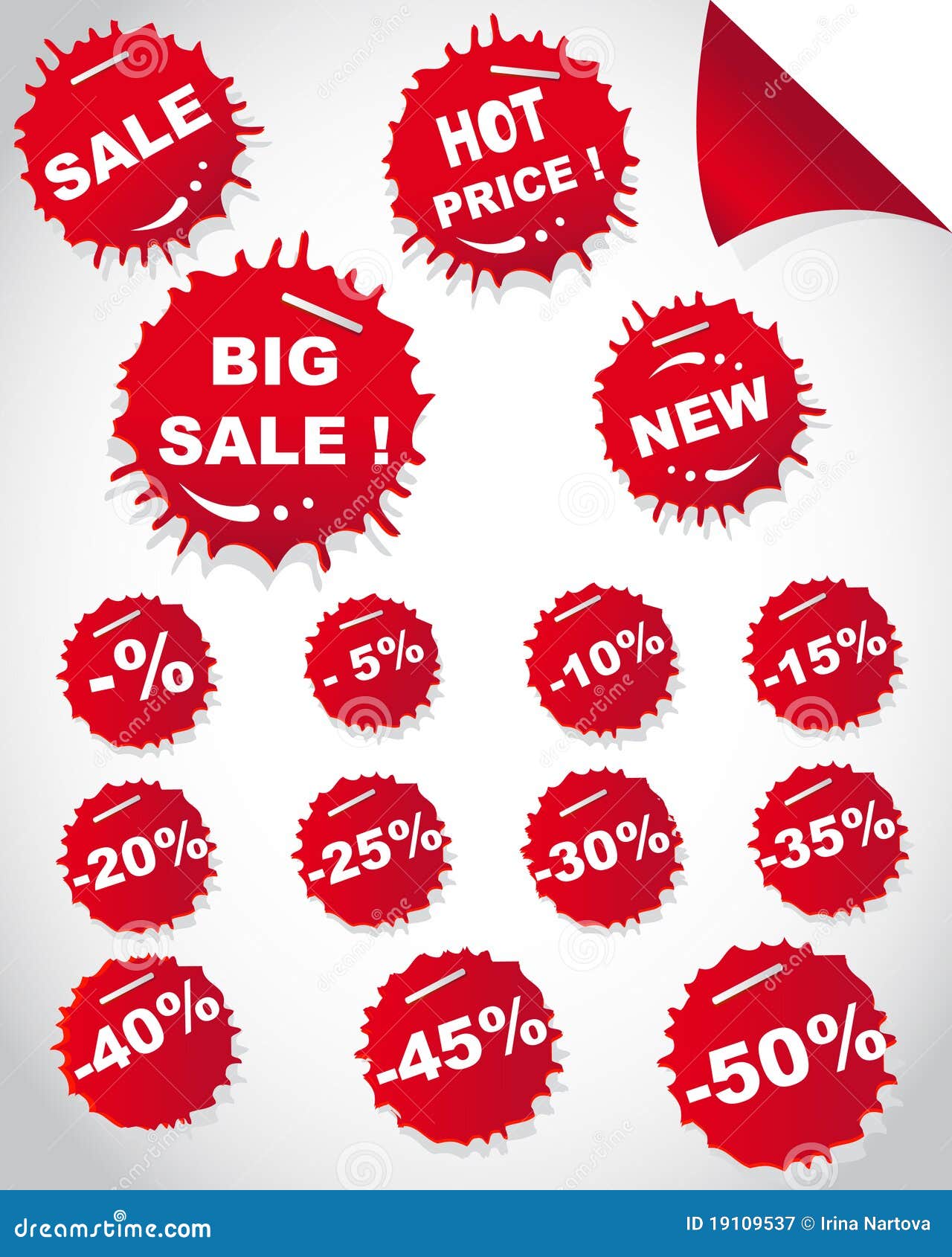 Reeks Verkoop Rode Stickers Vector Illustratie - Illustration of ...