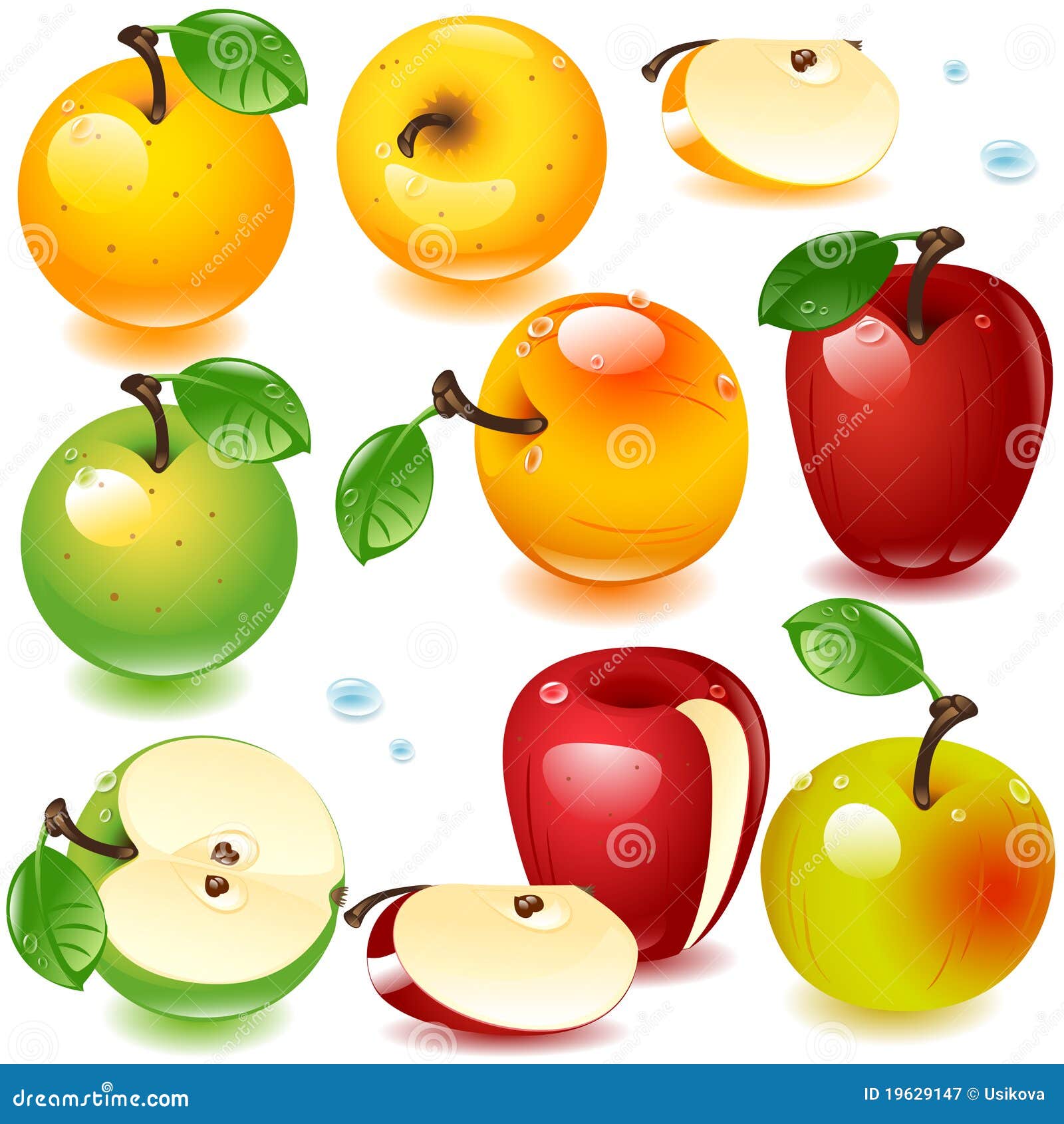 Reeks Verschillende Appelen Vector Illustratie - Illustration of ...