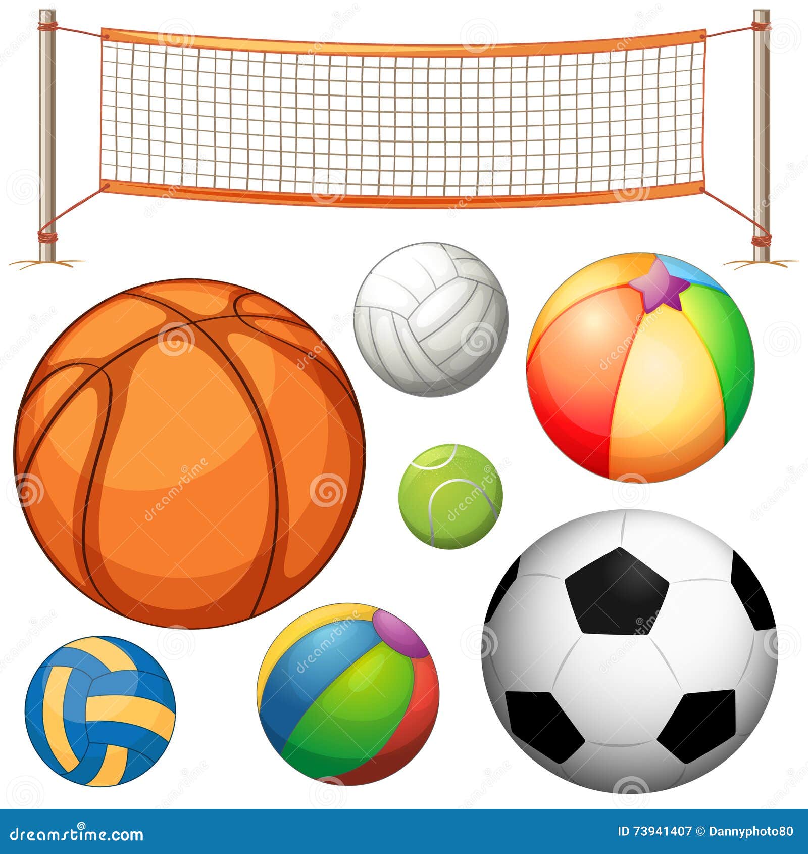 Reeks Verschillende Ballen En Netto Vector Illustratie - Illustration ...