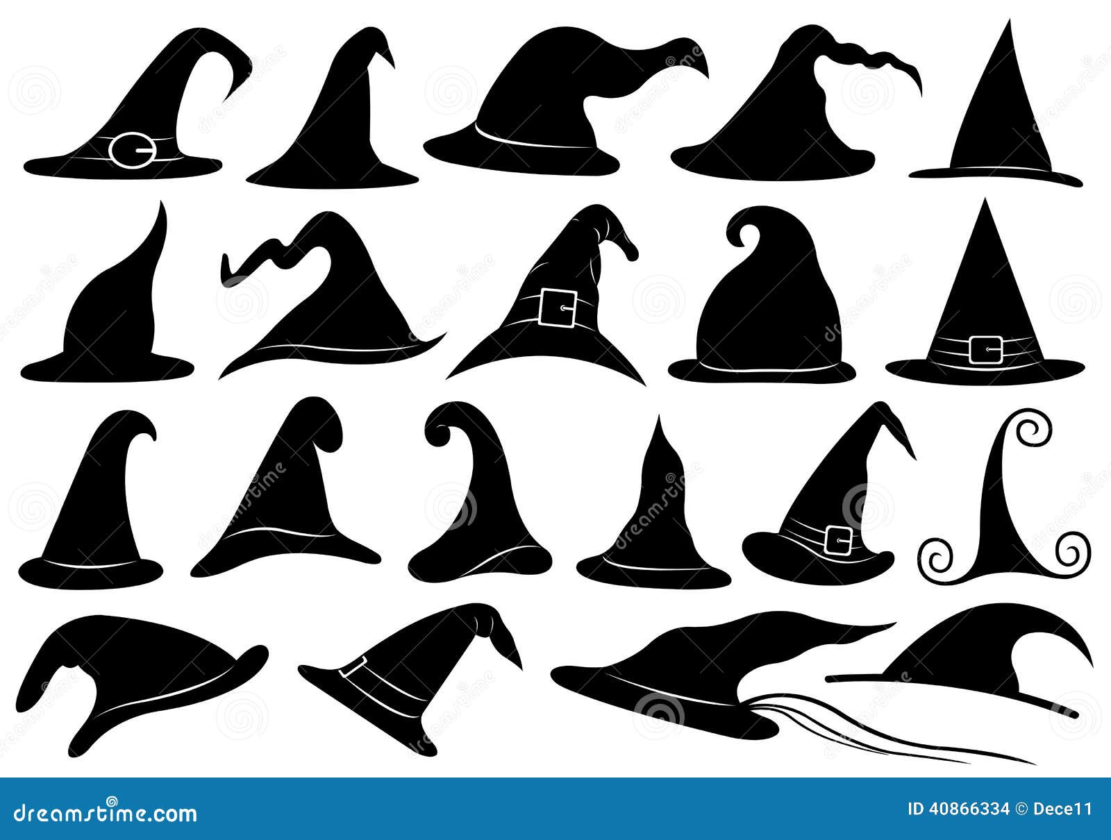 Reeks Verschillende Heksenhoeden Vector Illustratie - Illustration of ...