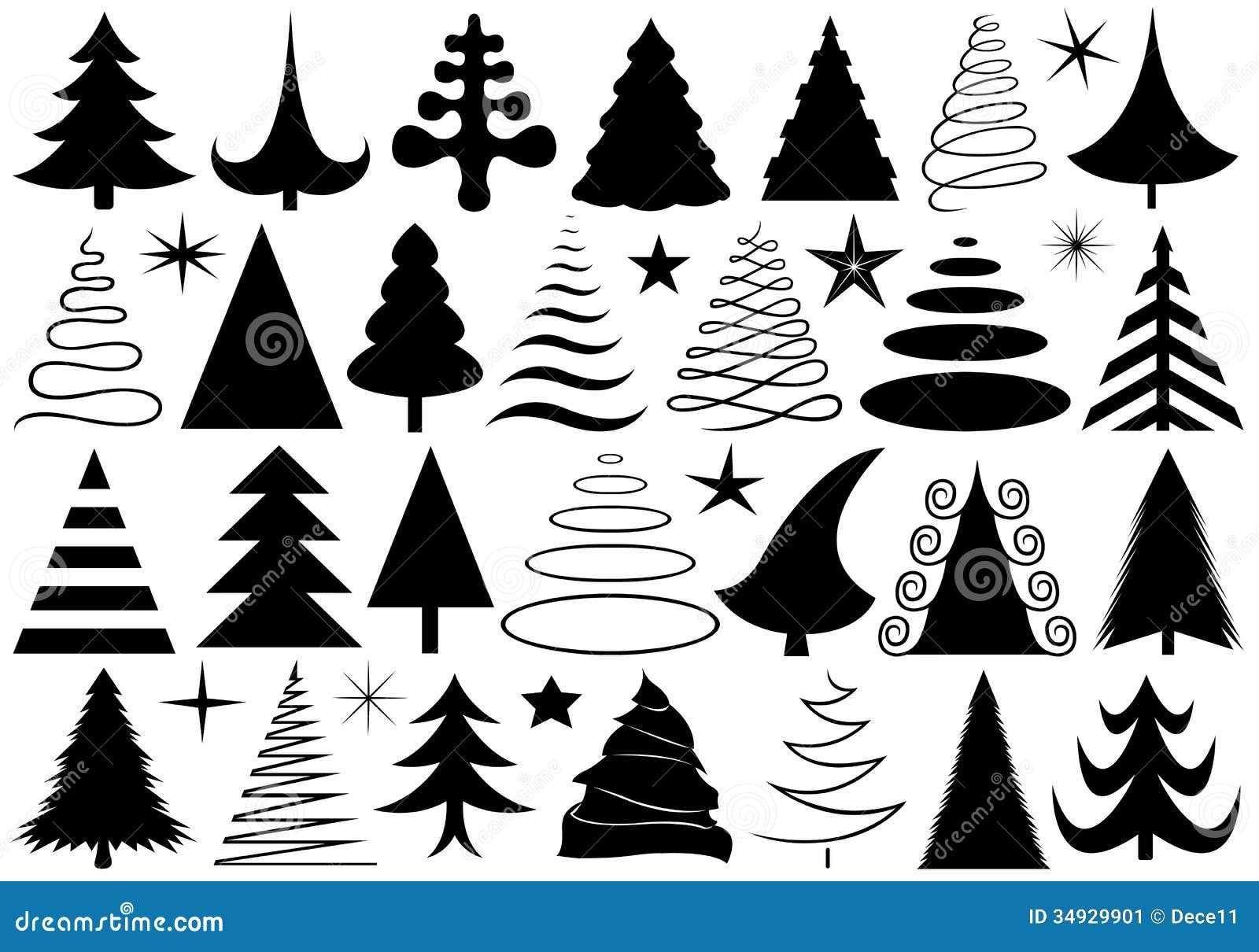 Reeks Verschillende Kerstbomen Vector Illustratie - Illustration of ...