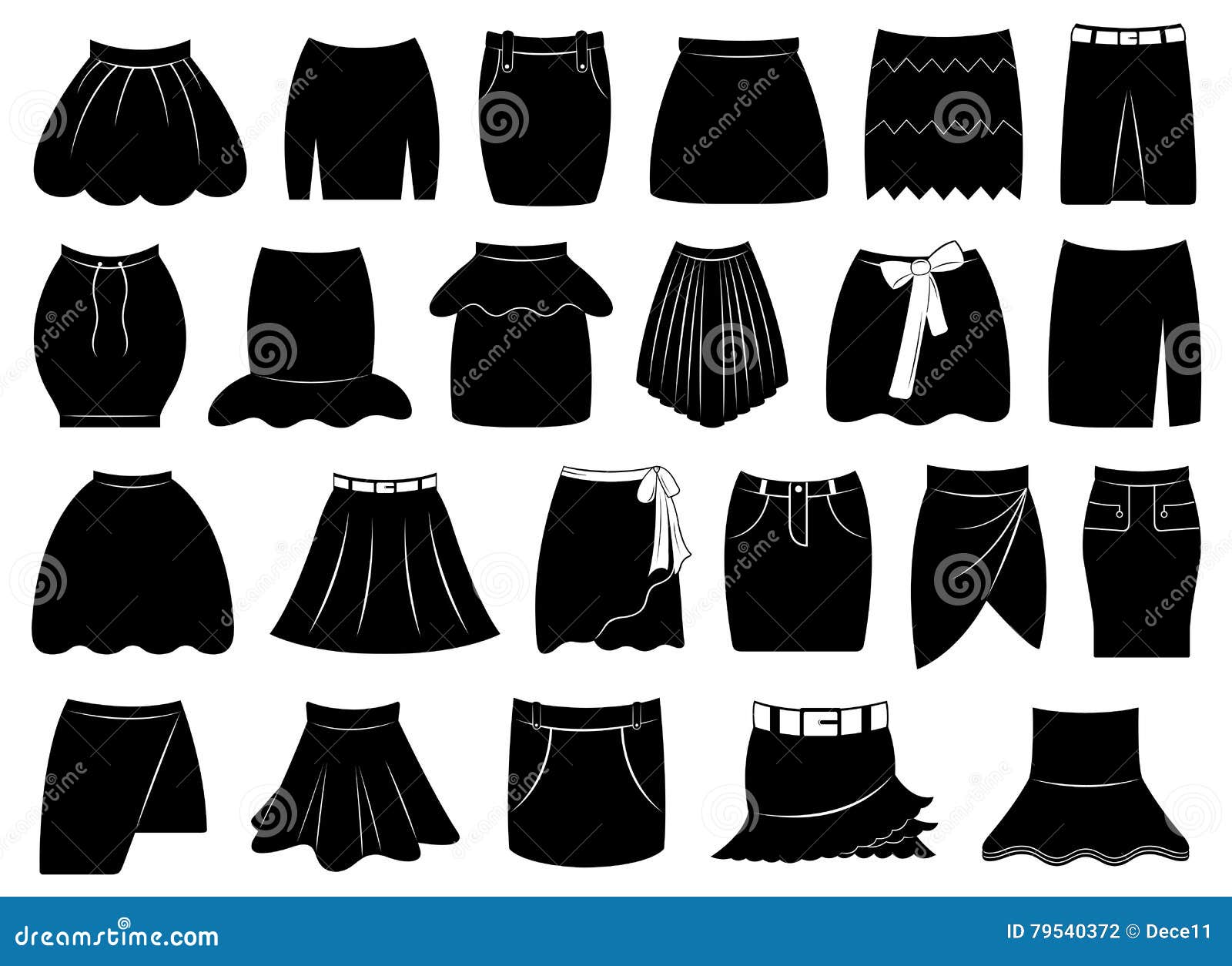 Reeks verschillende rokken vector illustratie. Illustration of tekening ...