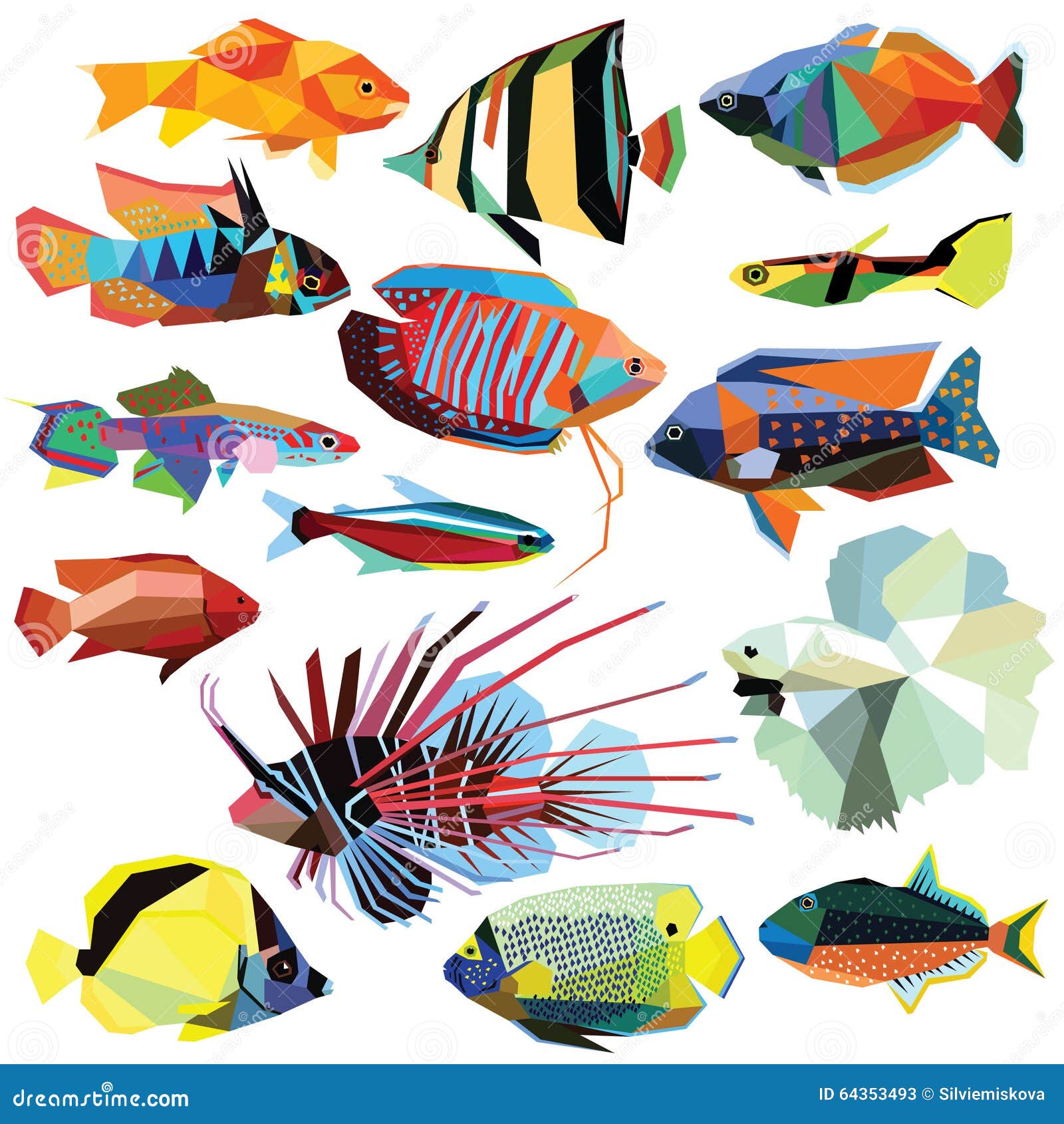 Reeks vissen vector illustratie. Illustration of veelhoekig - 64353493