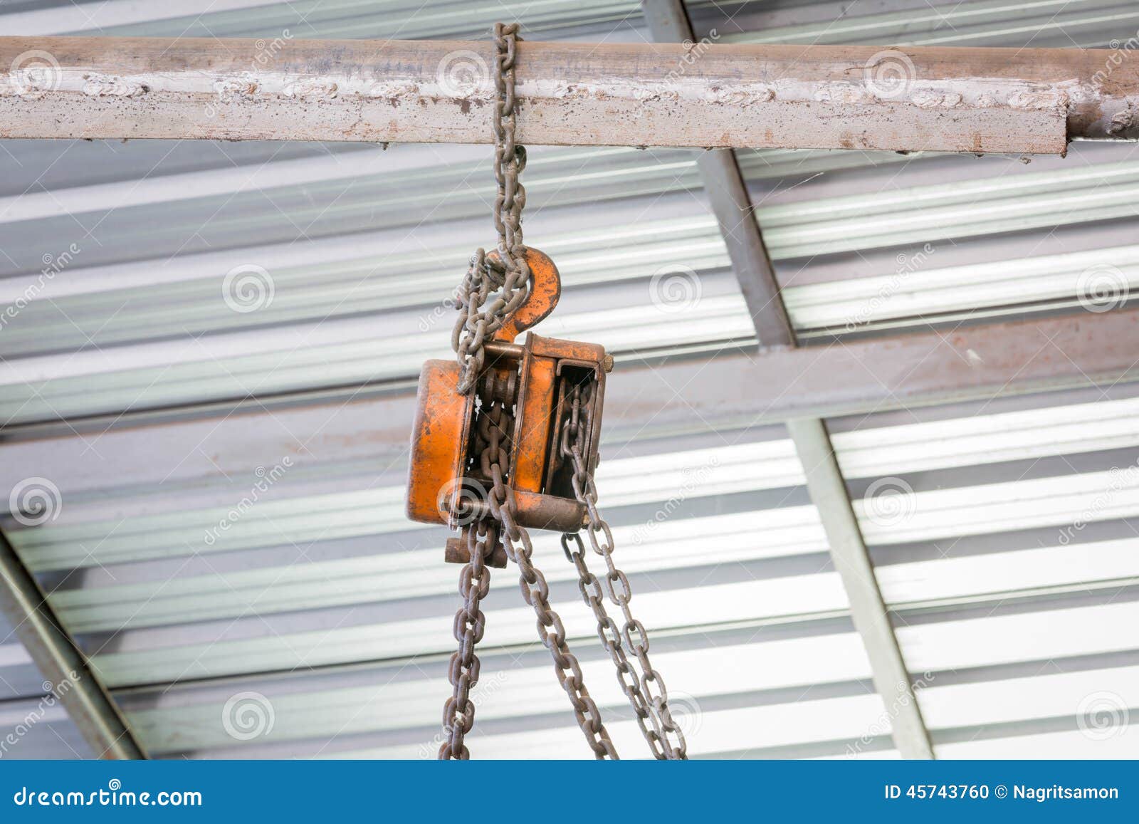 Reel And Chain And U Bolt And Automatic Gear Handle In Vintage Tone ...