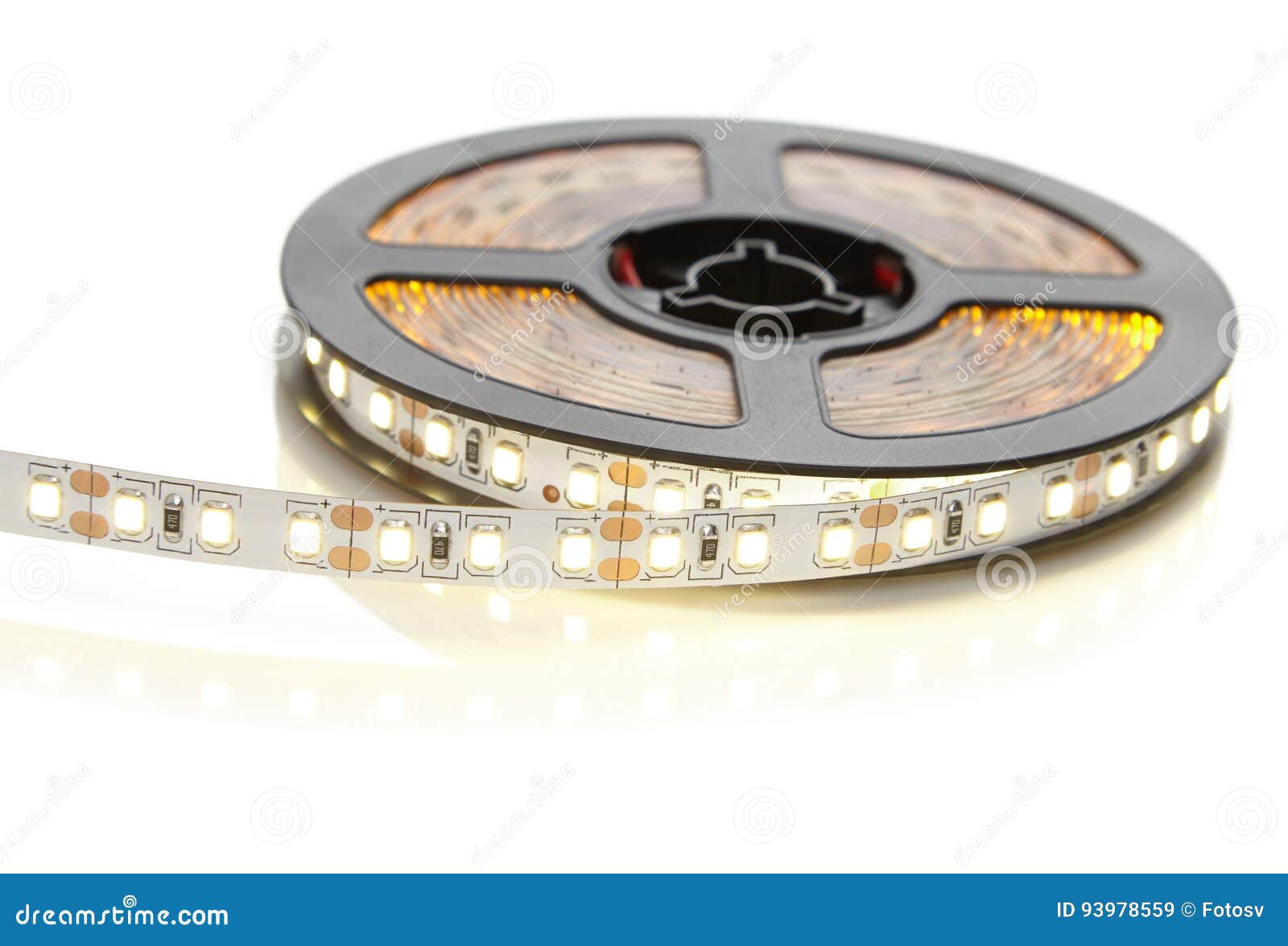 Reel of a Diode Strip with Warm Light Stock Image - Image of dark ...