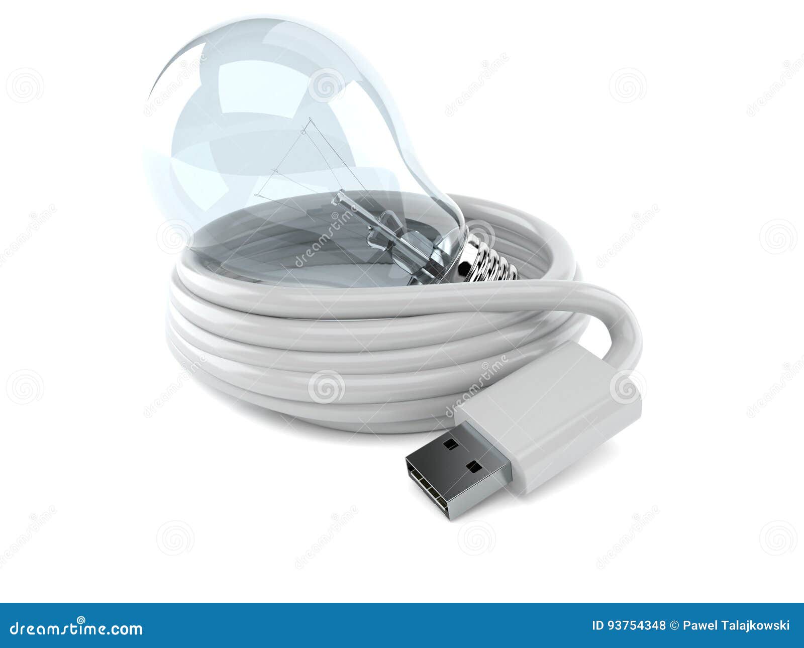 Reel of USB Cable with Light Bulb Stock Illustration - Illustration of ...