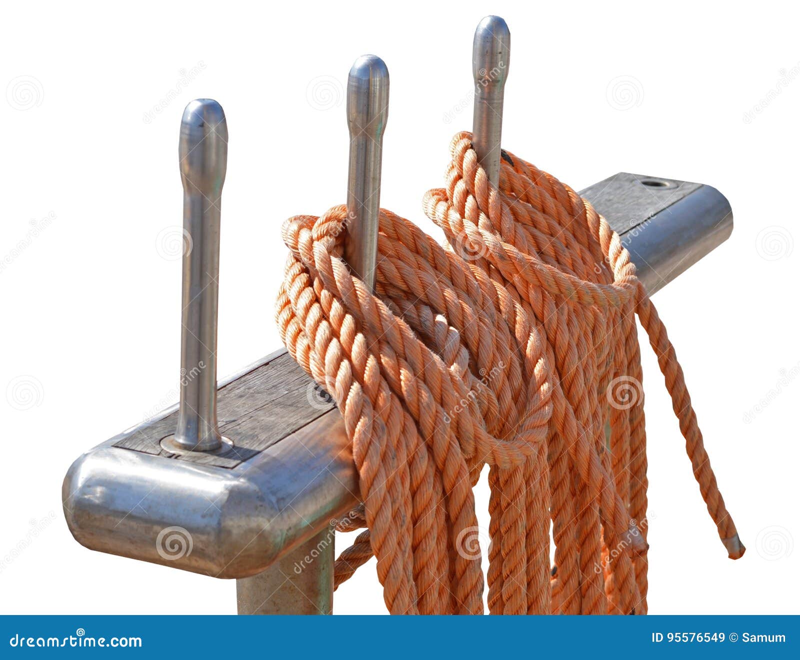 Reeled Ship Ropes Hanging on White Stock Image - Image of horizontal ...