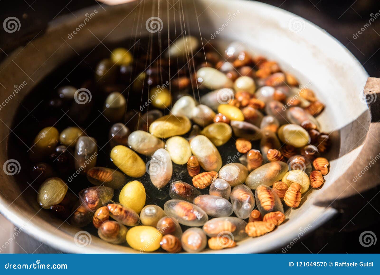 Reeling silk from cocoons stock photo. Image of background - 121049570