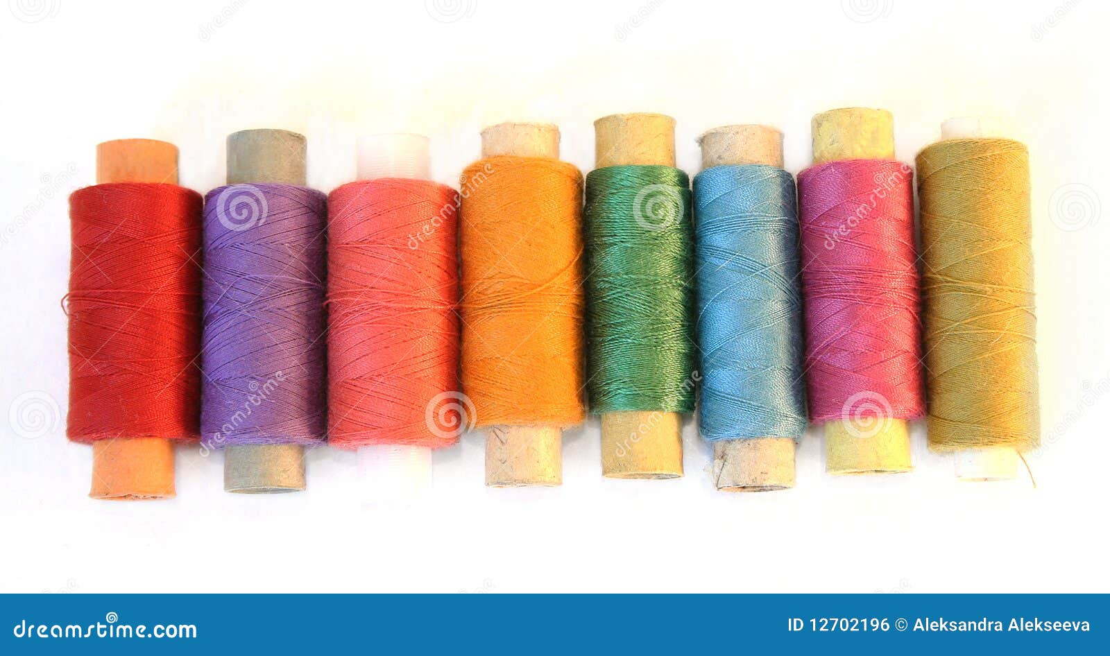 Reels of Color Threads on White Stock Photo - Image of spool, isolated ...