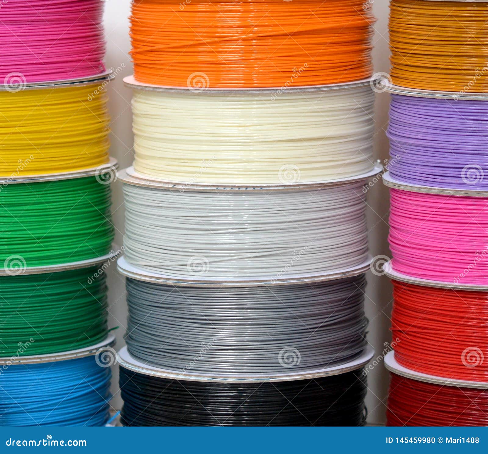 Reels of Plastic for 3D Printer Close-up Stock Photo - Image of ...