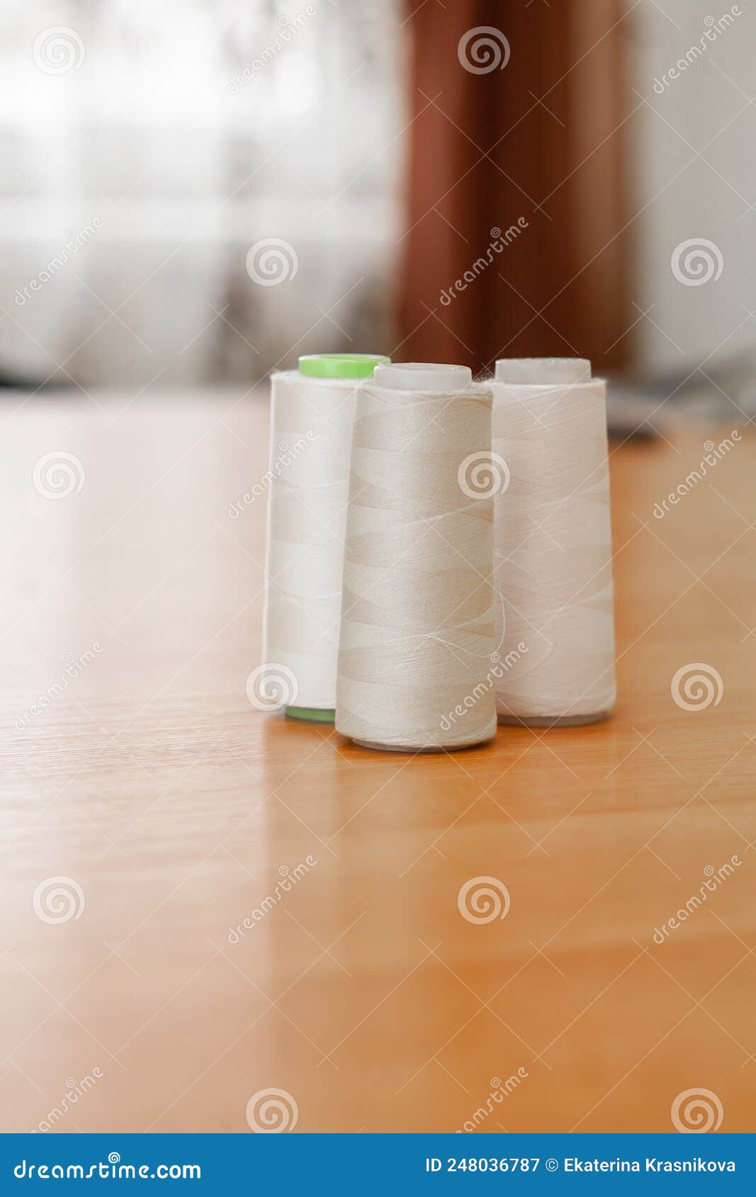 Reels with White Threads for a Sewing Machine in Atelier Stock Image ...