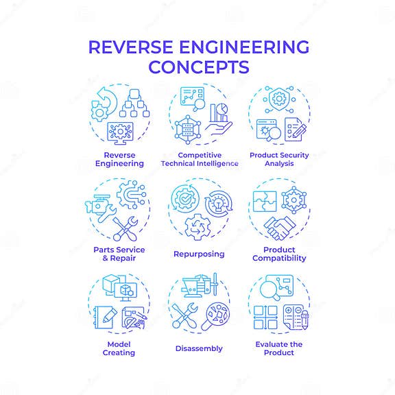 Reengineering Blue Gradient Concept Icons Stock Illustration ...