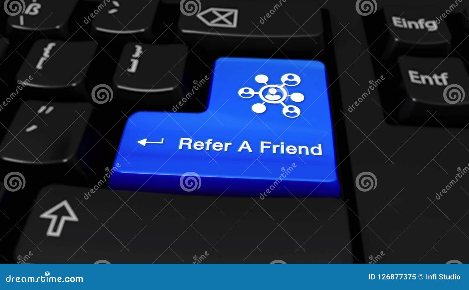 99. Refer a Friend Round Motion on Computer Keyboard Button. Stock ...