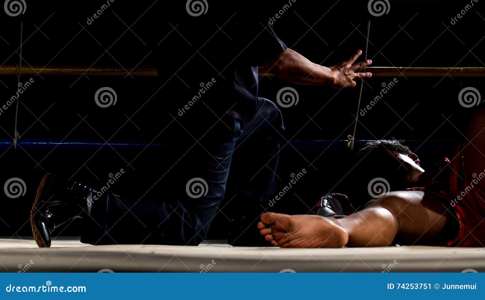 Referee Countdown Boxer Fighter Stock Image - Image of caucasian, thai ...