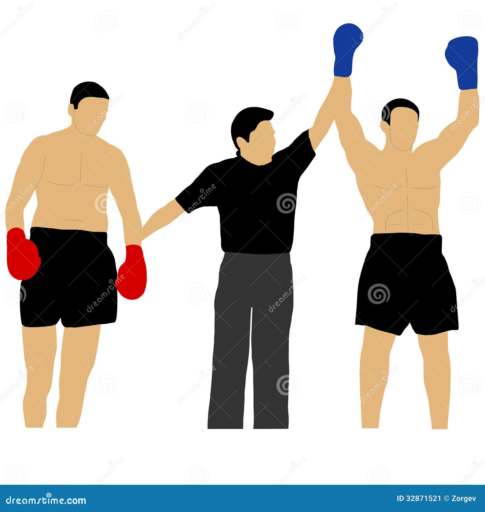 A Referee Gives the Victory a Boxer Stock Illustration - Illustration ...