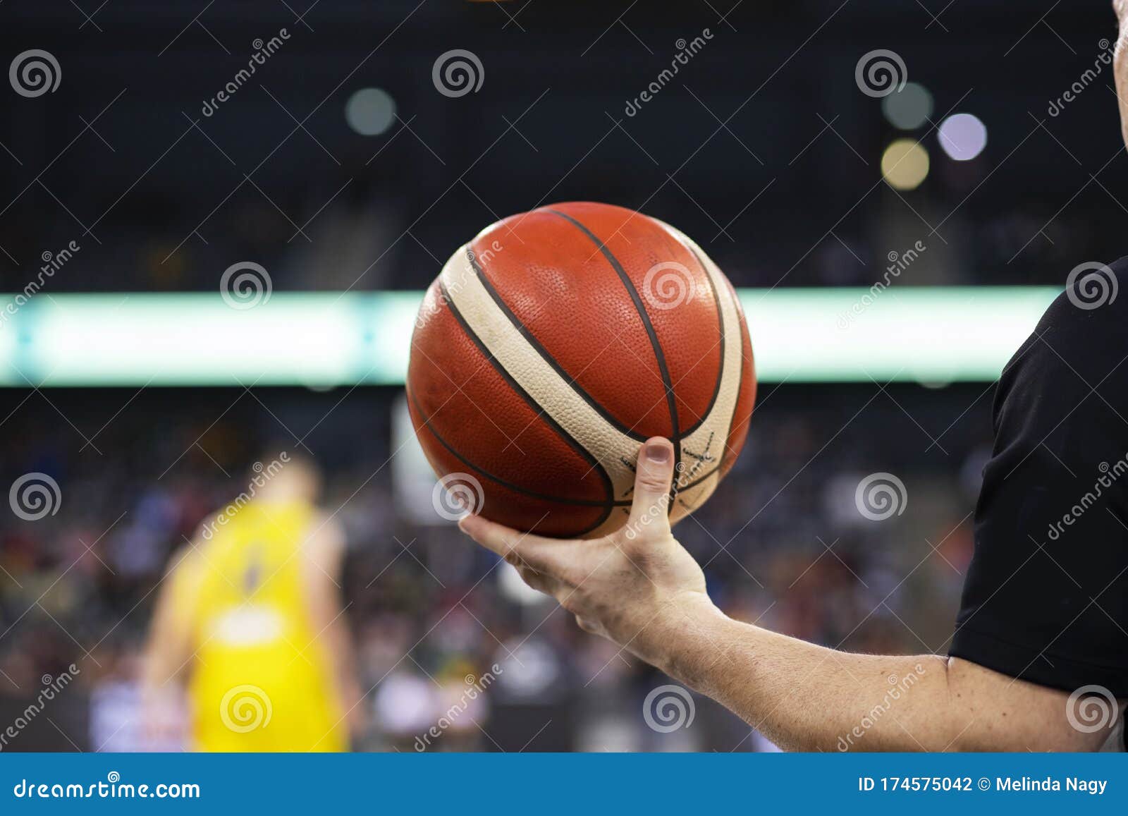 Referee Holding Basketball during Game Stock Photo - Image of ball ...