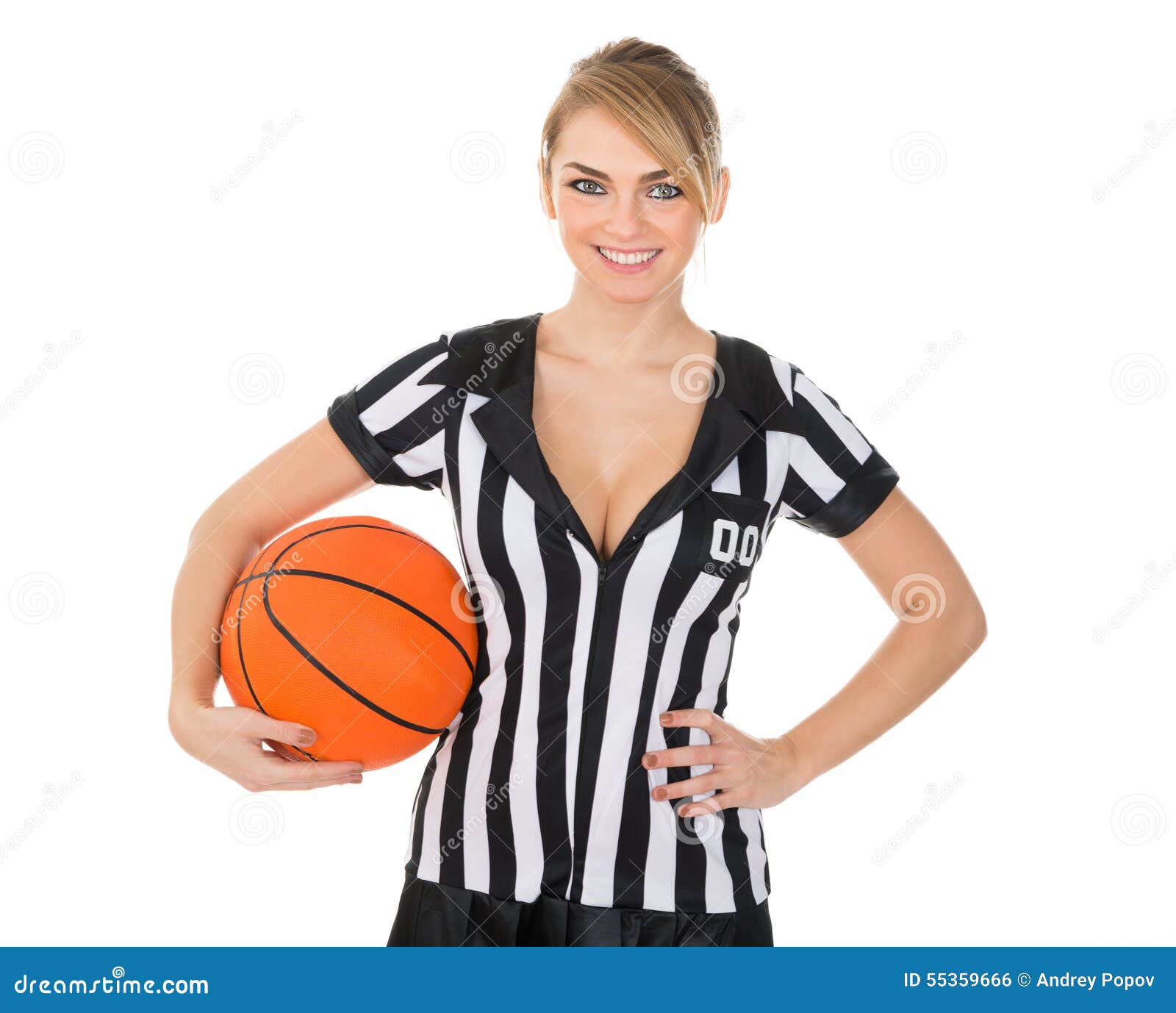 Referee with Orange Basketball Stock Photo - Image of isolated ...