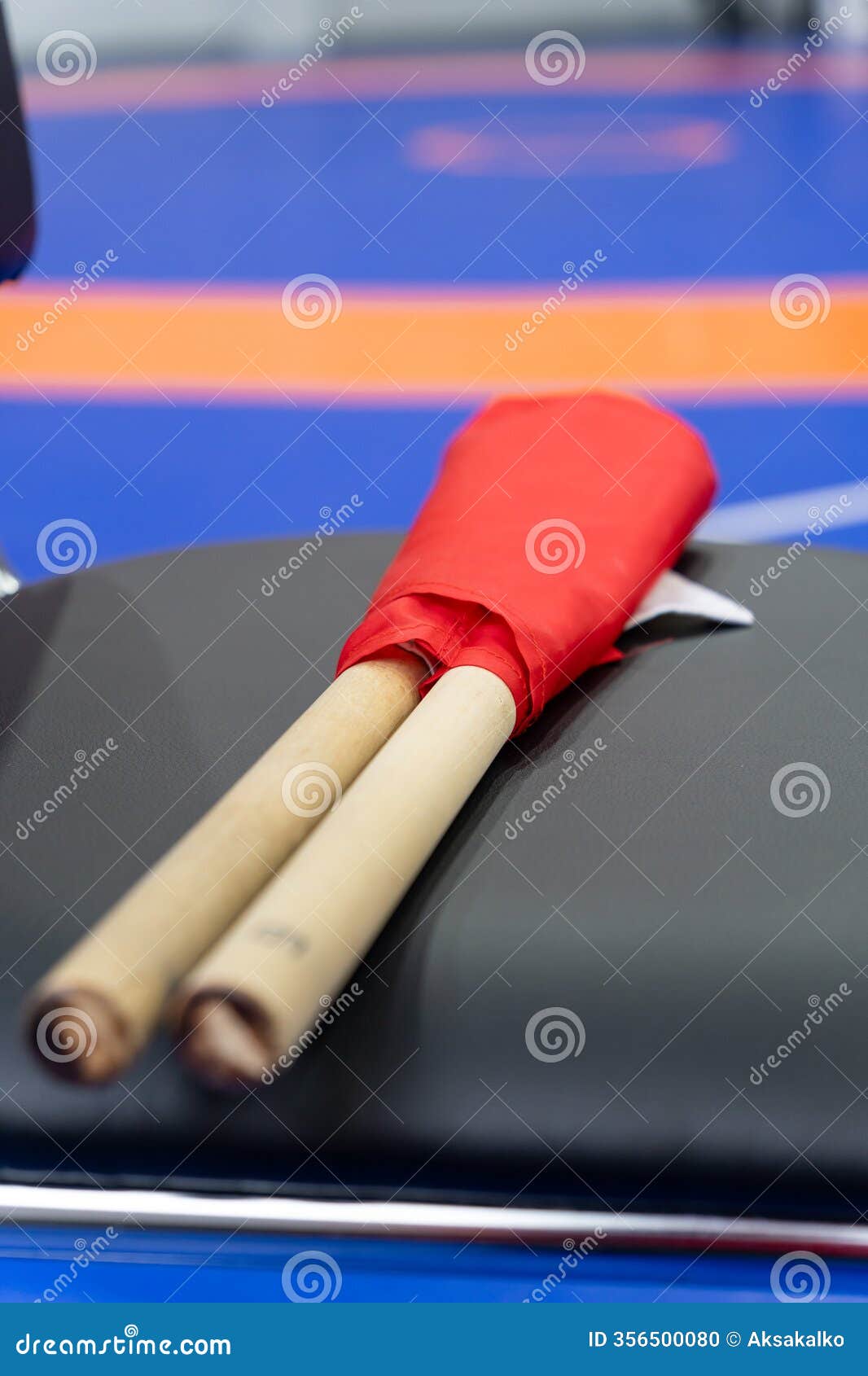 The Referee& X27;s Red and White Flags are Waiting for the Referee on ...