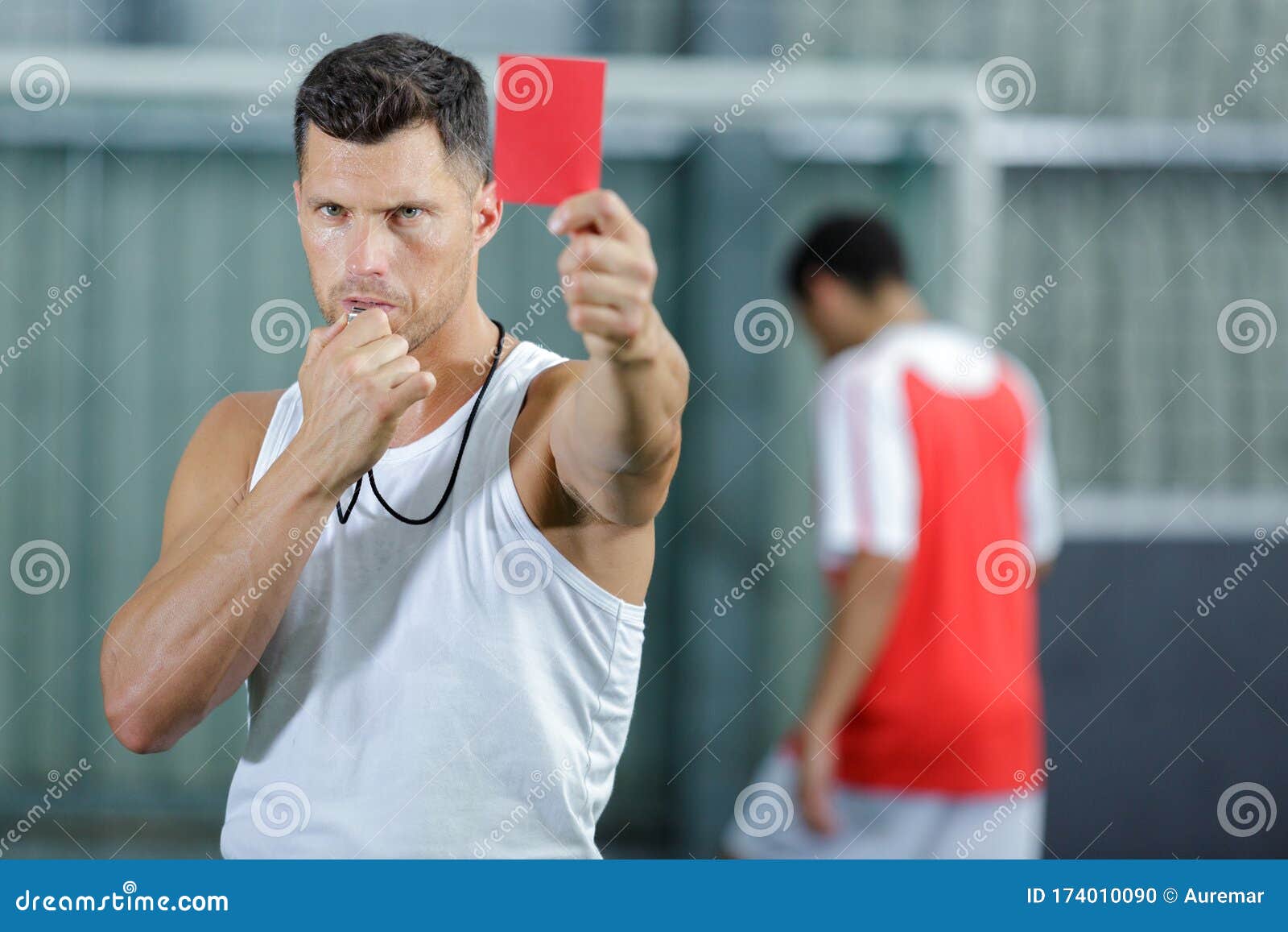 Referee showing red card stock photo. Image of moral - 174010090