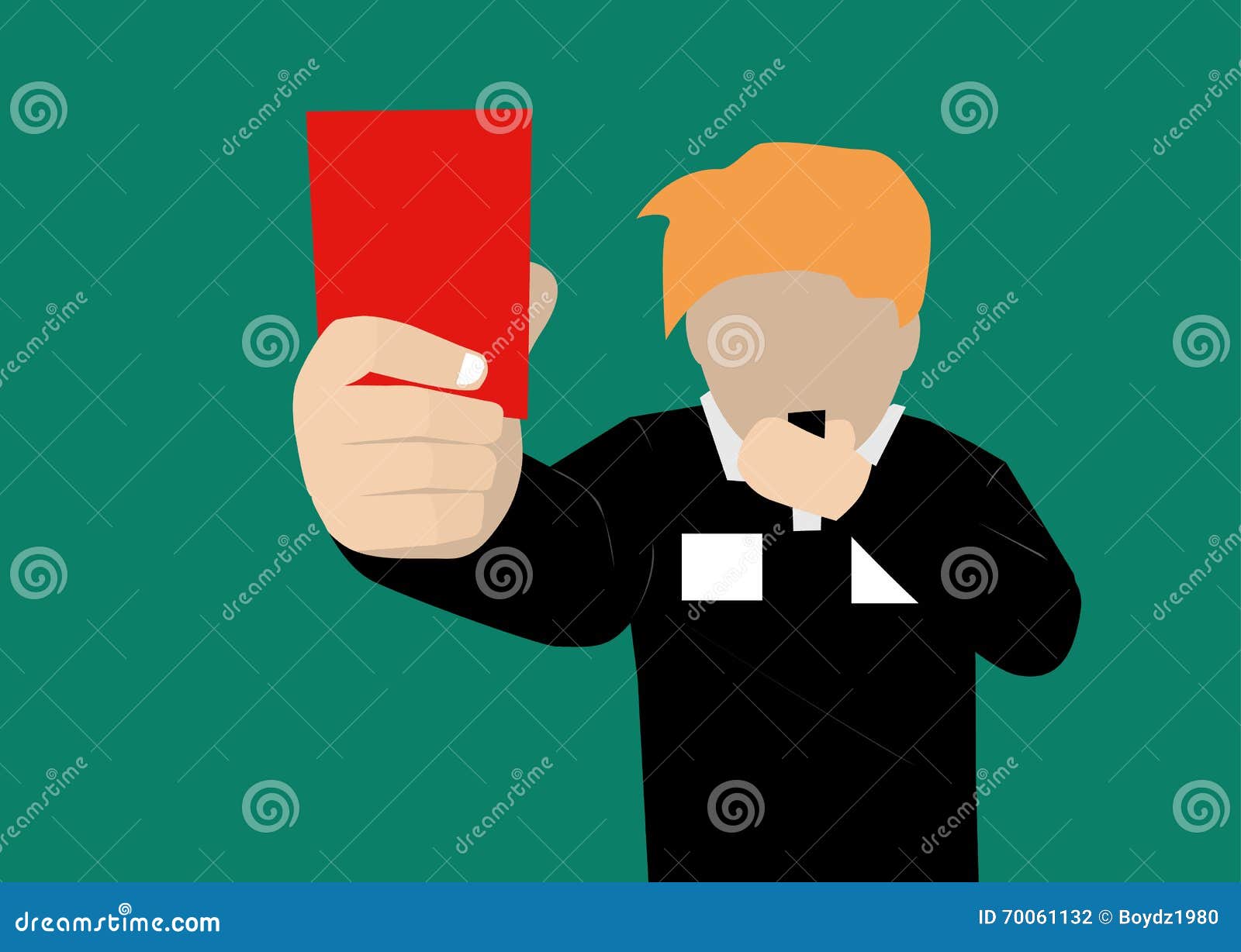 Referee showing a red card stock vector. Illustration of game - 70061132