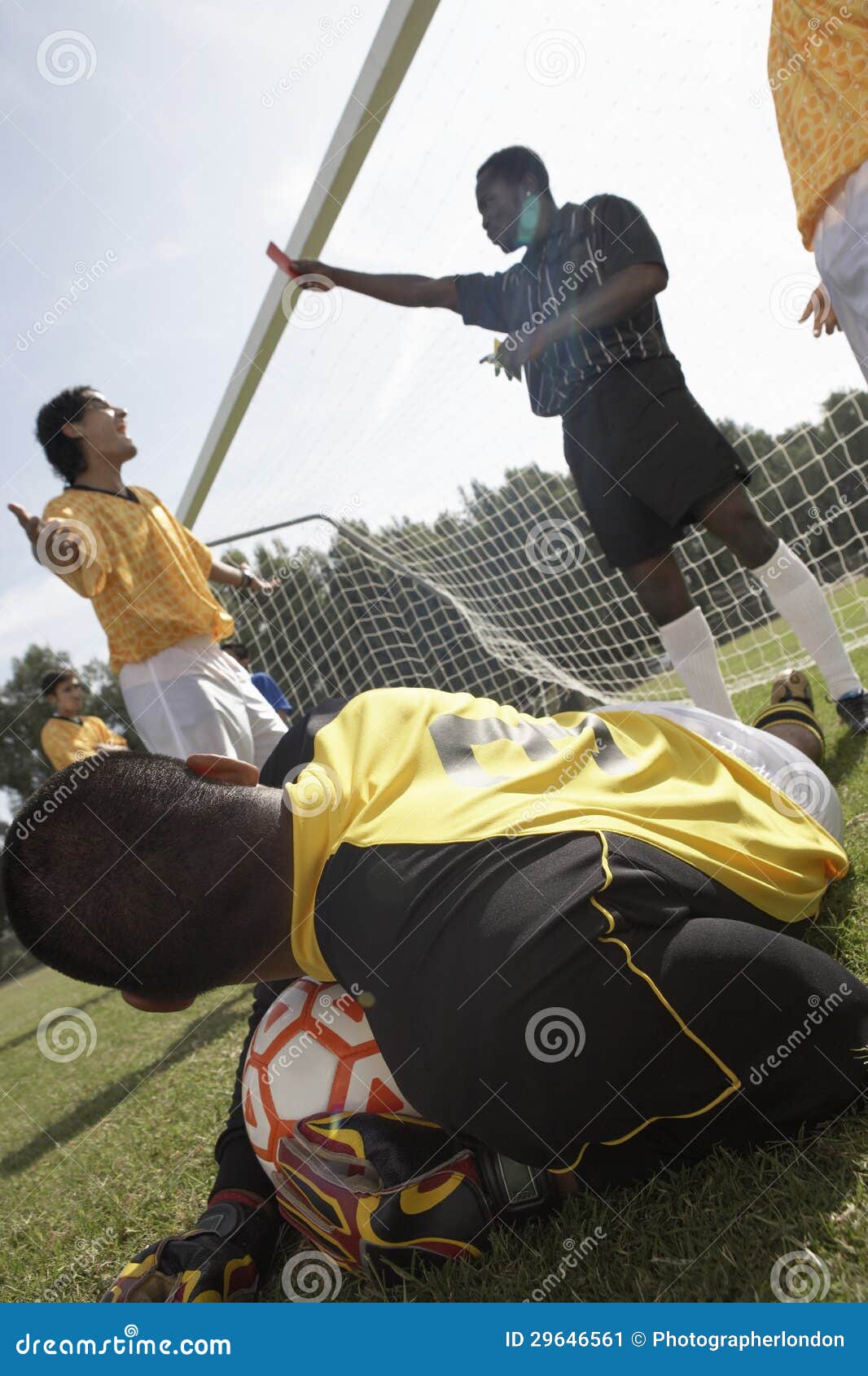 Referee Showing Red Card To the Player Stock Image - Image of foul ...