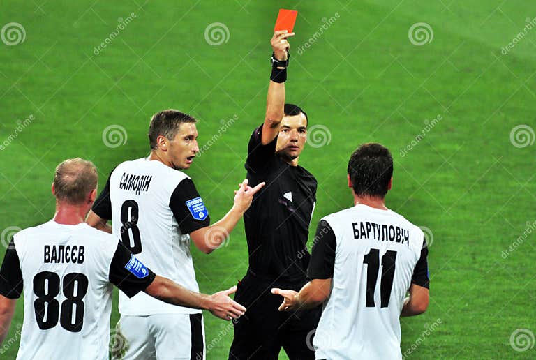 The Referee Shows a Red Card To the Player Editorial Photo - Image of ...