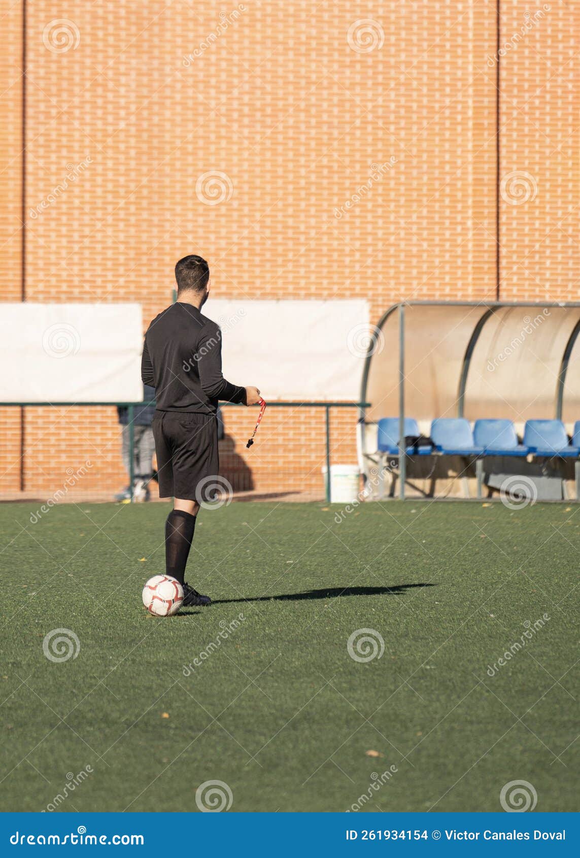 Referee on a Soccer Match Ready To Start Waiting for the Teams ...