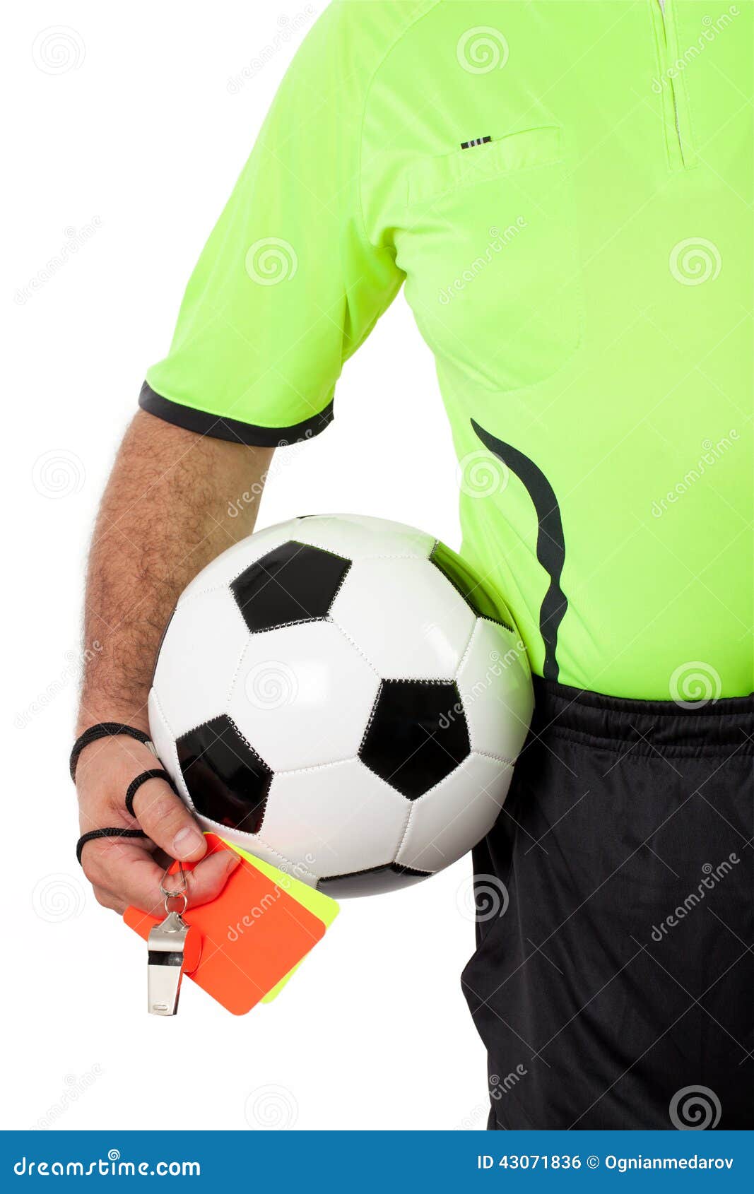 Referee with Whistle Cards and Ball Stock Photo - Image of professional ...