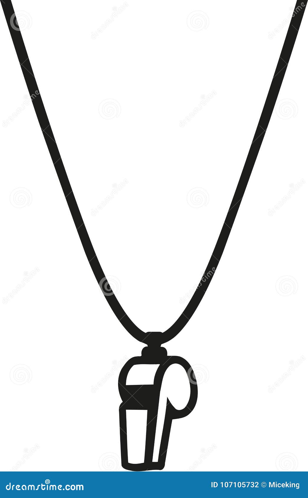 Referee whistle necklace stock vector. Illustration of necklace - 107105732