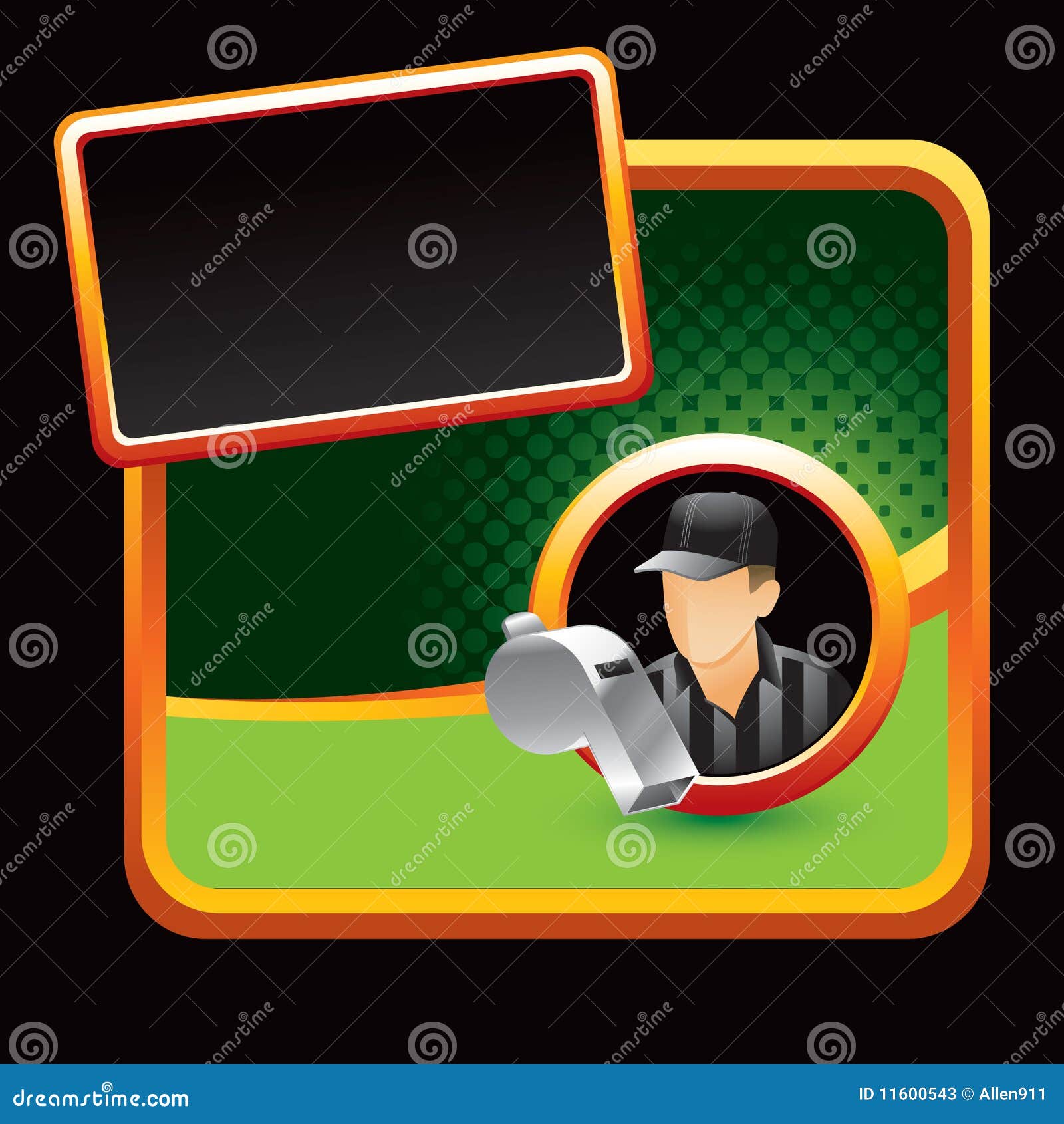 Referee and Whistle on Stylized Advertisement Stock Vector ...