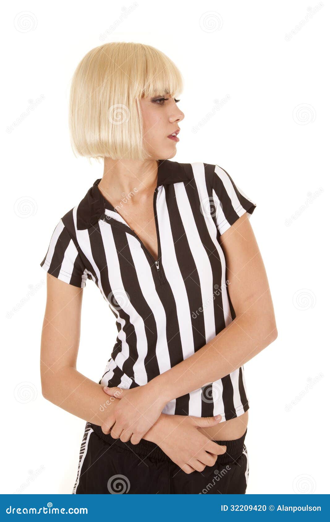 Referee Looking At Female Boxers Fighting In Boxing Ring Royalty-Free ...