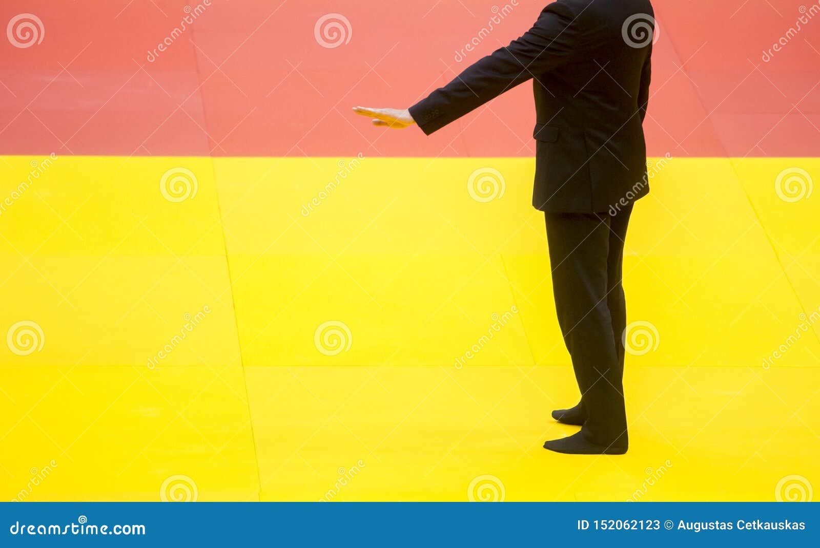 Referee on a Yellow Wrestling Carpet in the Gym Stock Illustration ...