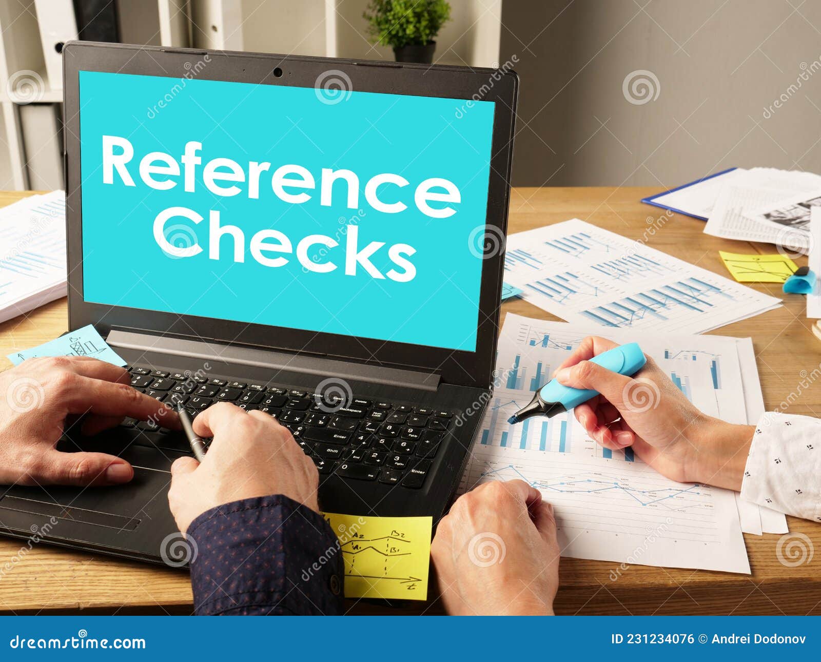 Reference Checks is Shown on the Business Photo Using the Text Stock ...