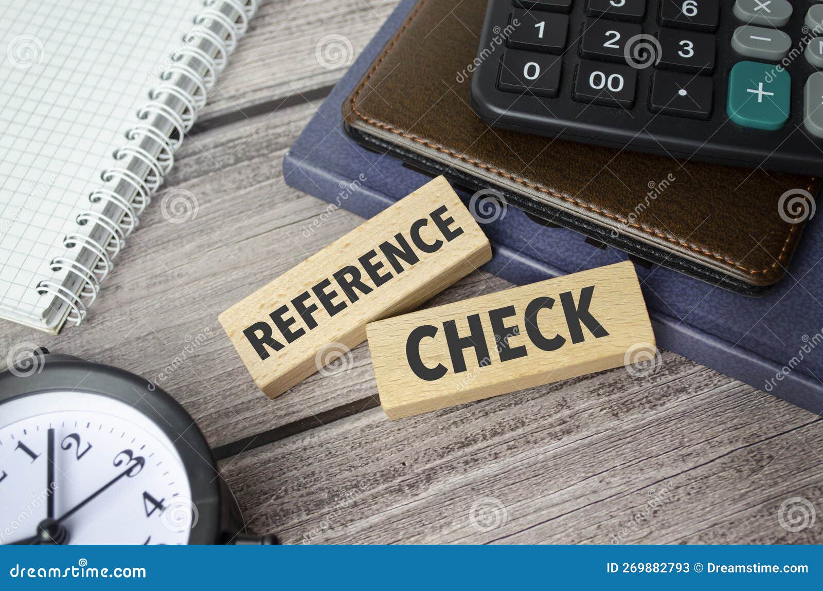 REFERENCE CHECKS Symbol. Concept Words Pay Off Debts on Wooden Blocks ...