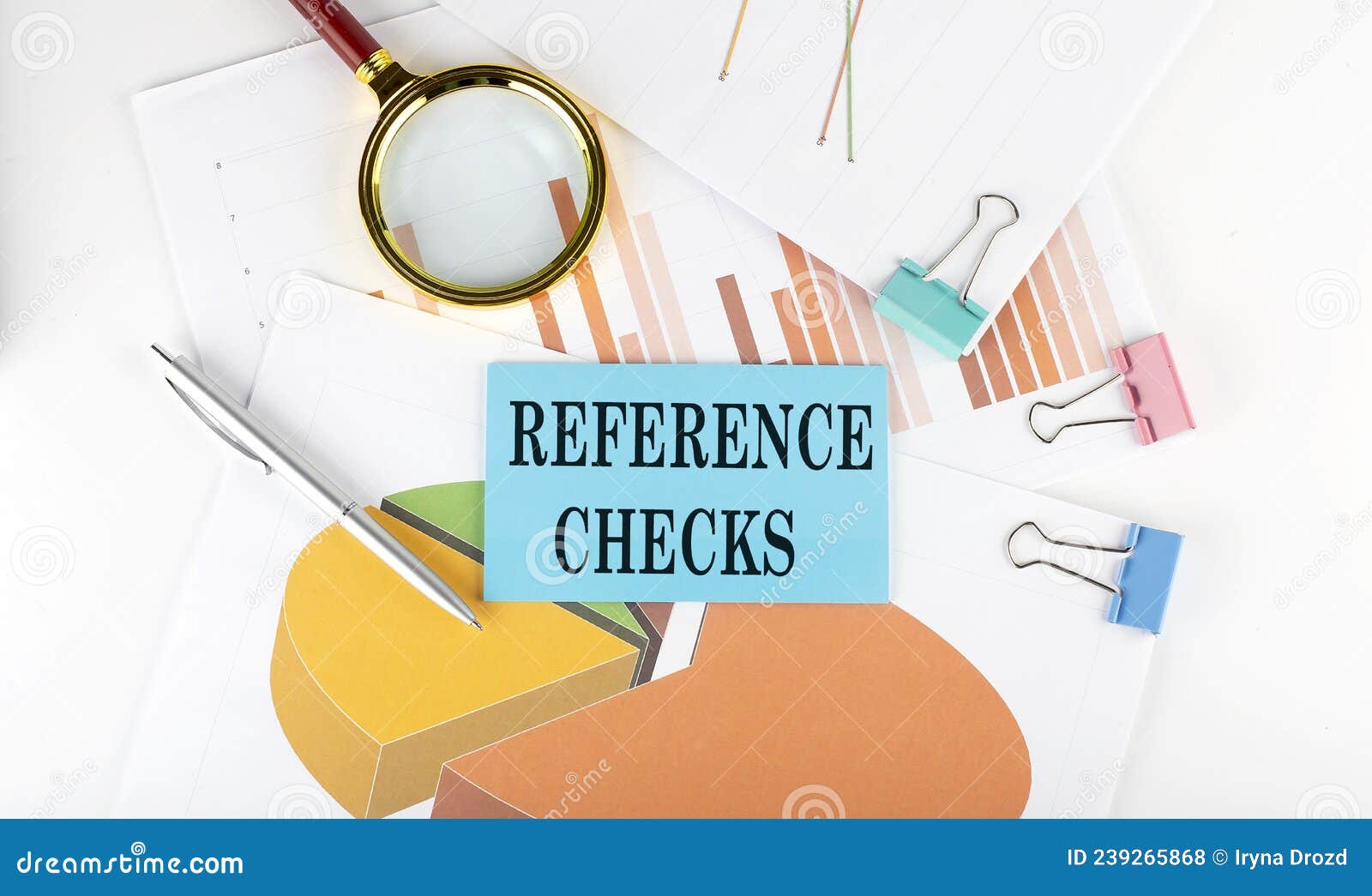 REFERENCE CHECKS Text on the Sticker on the Paper Diagram Stock Photo ...
