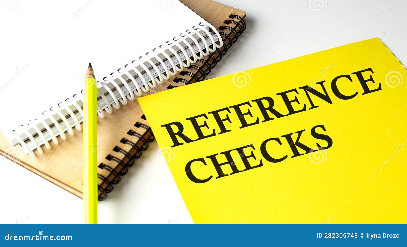 REFERENCE CHECKS Text Written on a Yellow Paper with Notebook Stock ...