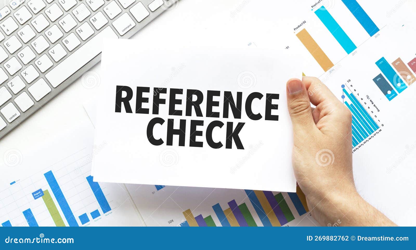 REFERENCE CHECKS Words on Paper with Charts and Keyboard Stock Photo ...