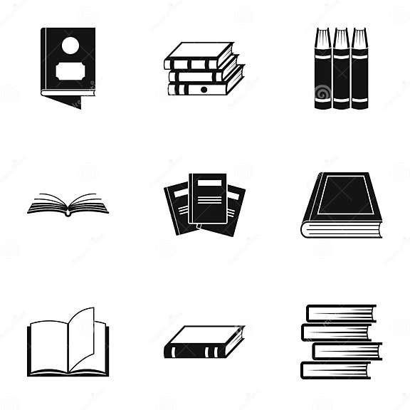 Reference Icons Set, Simple Style Stock Illustration - Illustration of ...