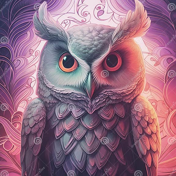 A Curious Owl Peeking Out from a Hollow Tree Trunk, Surrounded by Lush ...