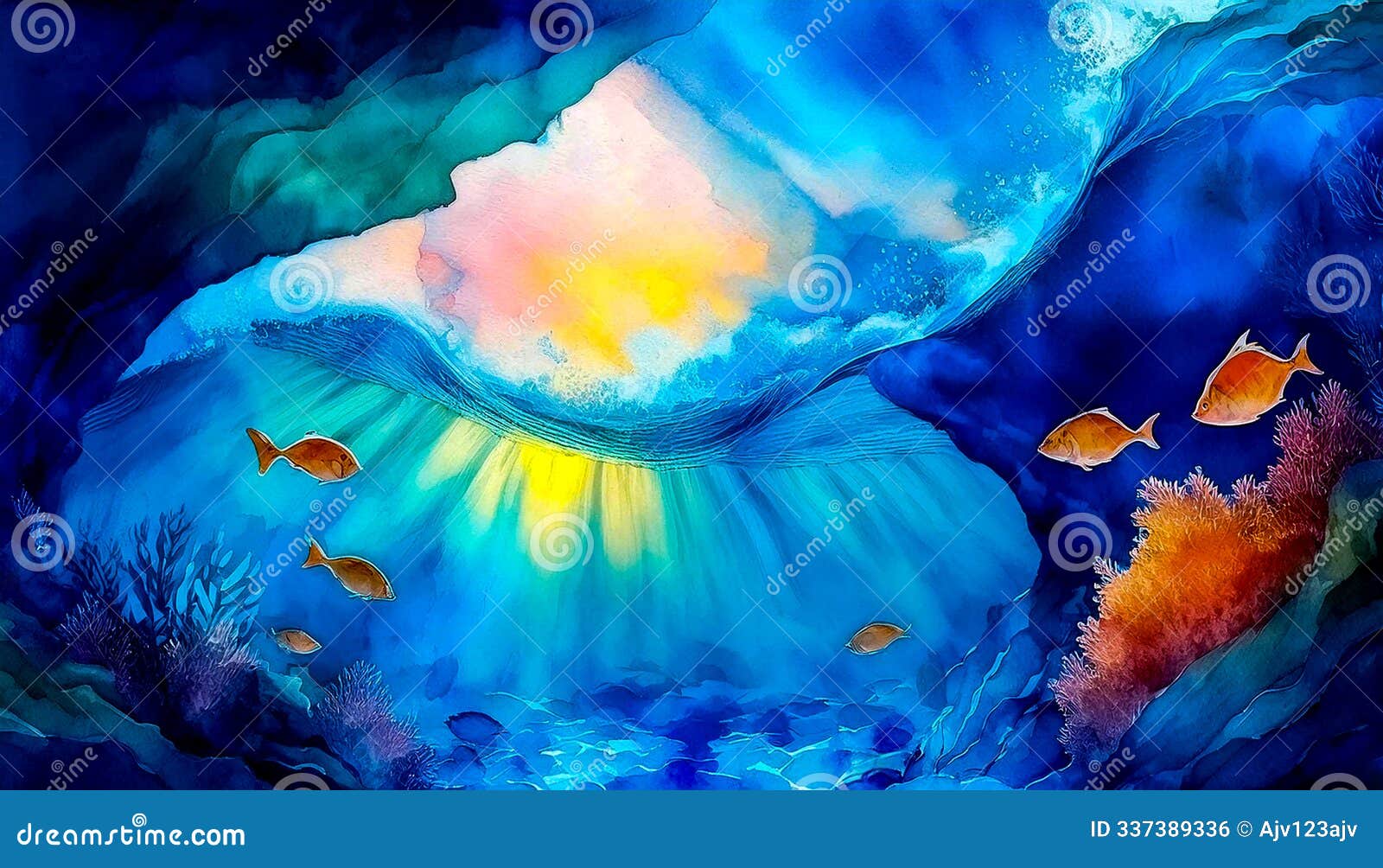 Marine Life. Wall Calendar Design Template For 2022, A4 Format. Week ...