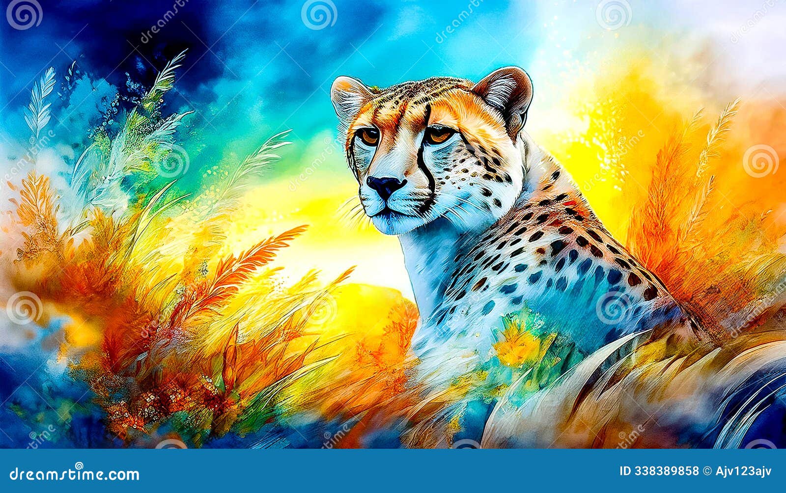 An Artistic Concept Sketch Portrait for a Studio Artwork of a Cheetah ...