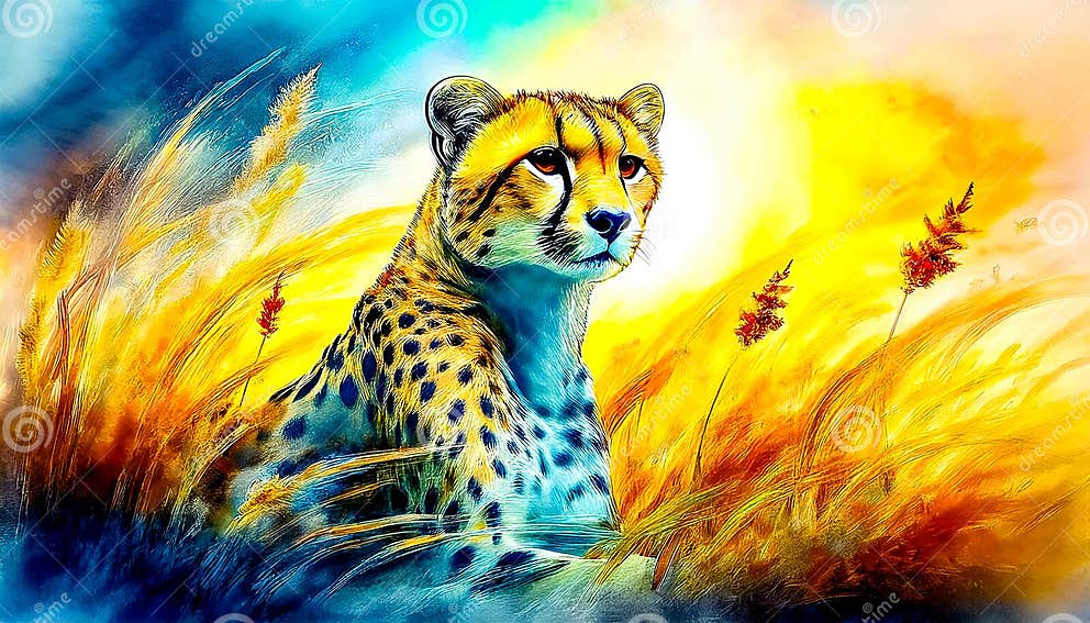 An Artistic Concept Sketch Portrait for a Studio Artwork of a Cheetah ...