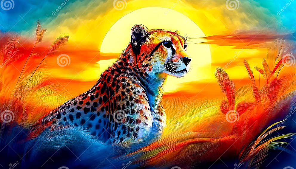 An Artistic Concept Sketch Portrait for a Studio Artwork of a Cheetah ...