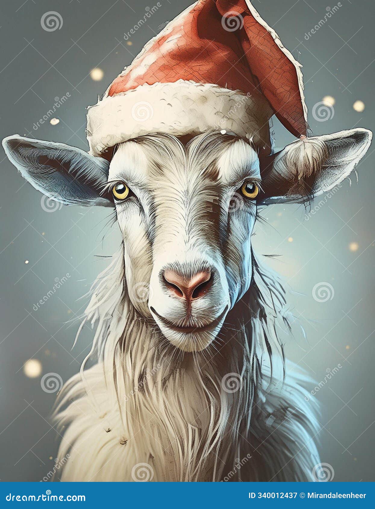 Christmas Goat with Santa Hat Stock Image - Image of christmas, farm ...