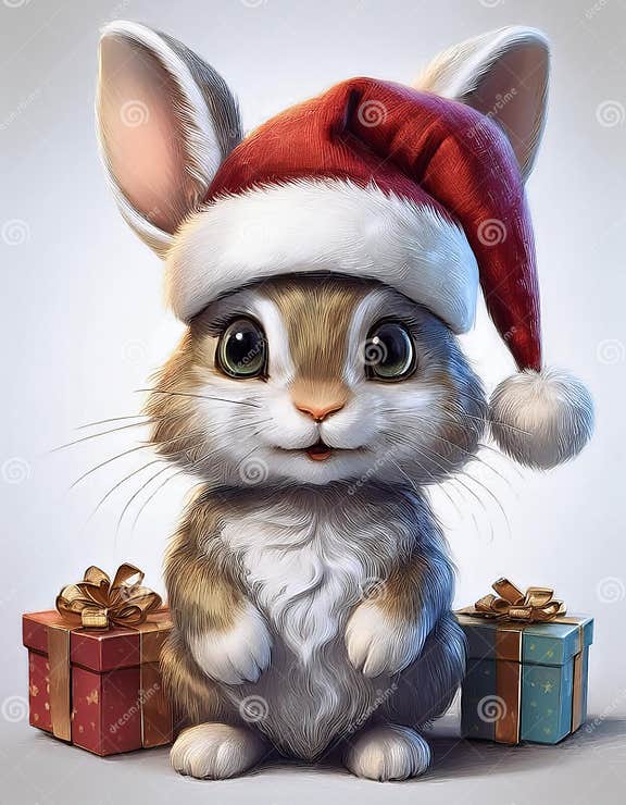 Christmas rabbit cartoon stock photo. Image of cartoon - 340370474